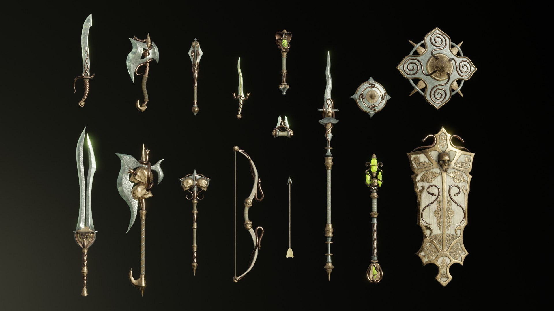 3D Fantasy Snake Weapon Set - TurboSquid 1940556