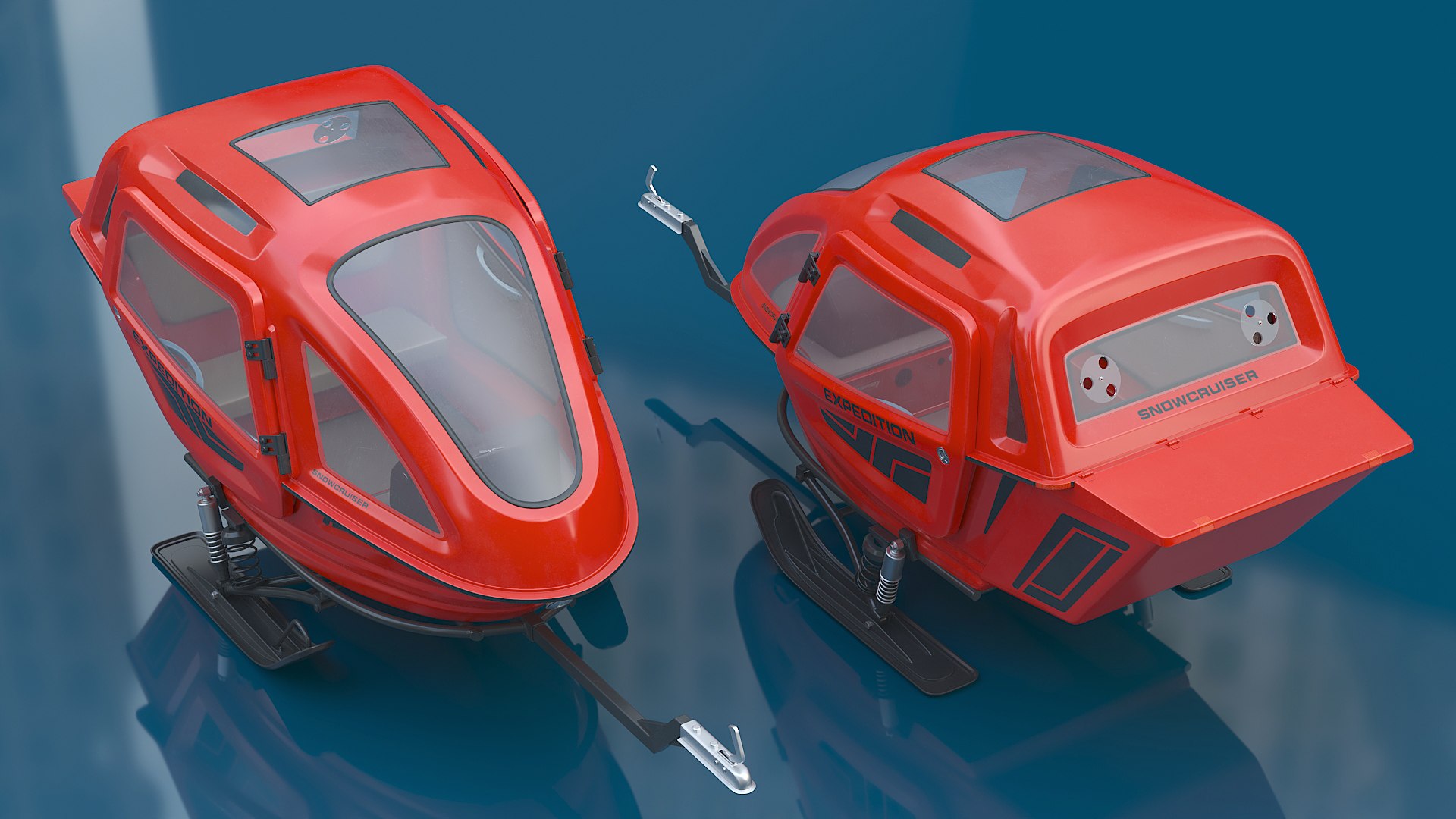 Red Snowcruiser Expedition Passenger Sled 3D - TurboSquid 2387152