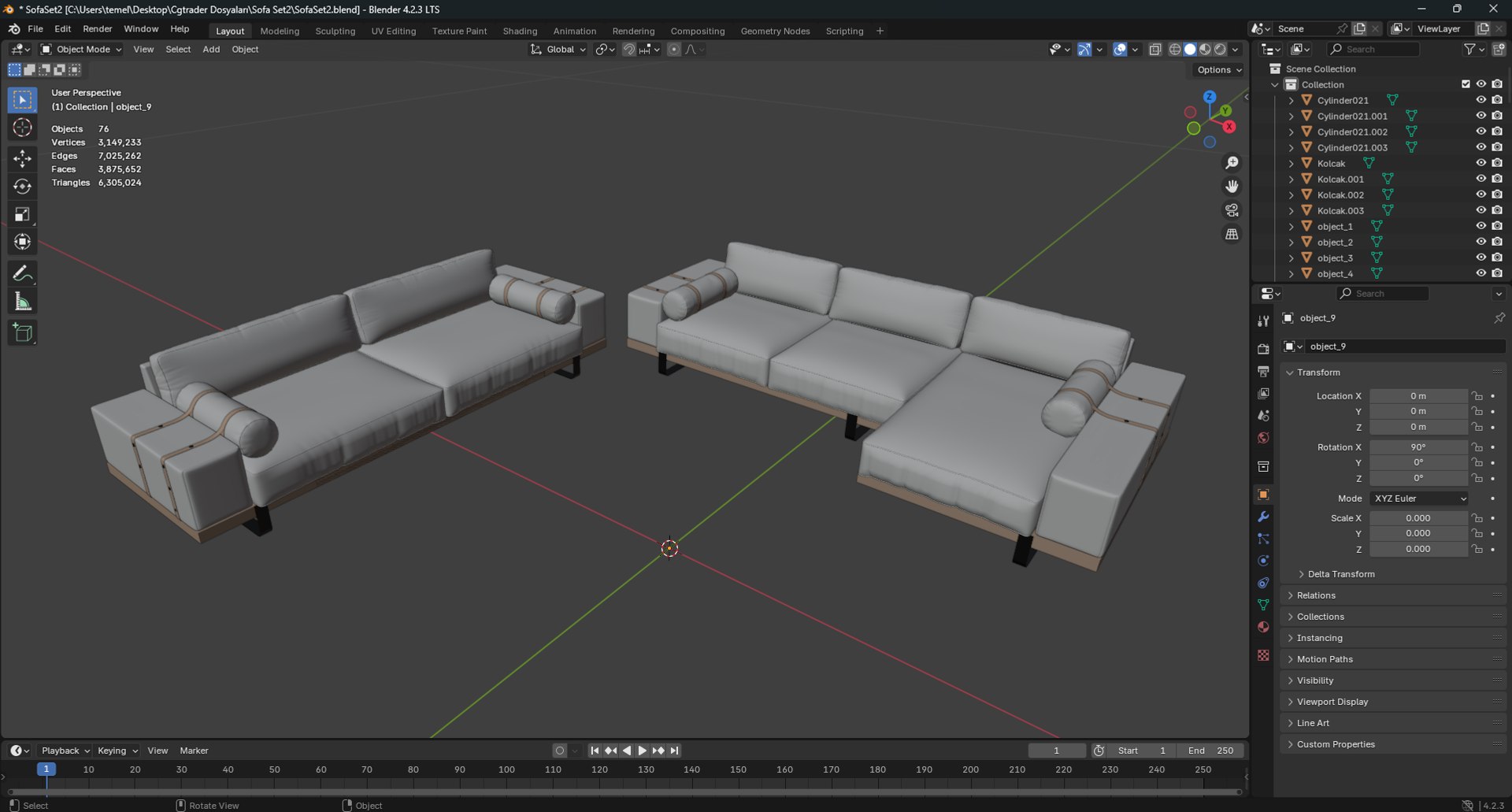 3D L-Shape Sofa - TurboSquid 2314258