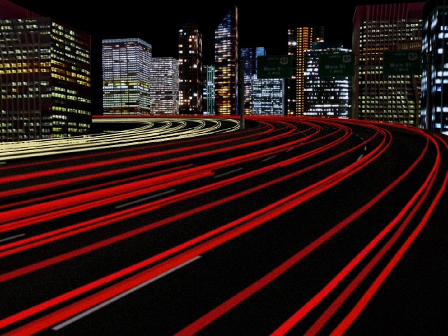 Highway City Night 3d Model