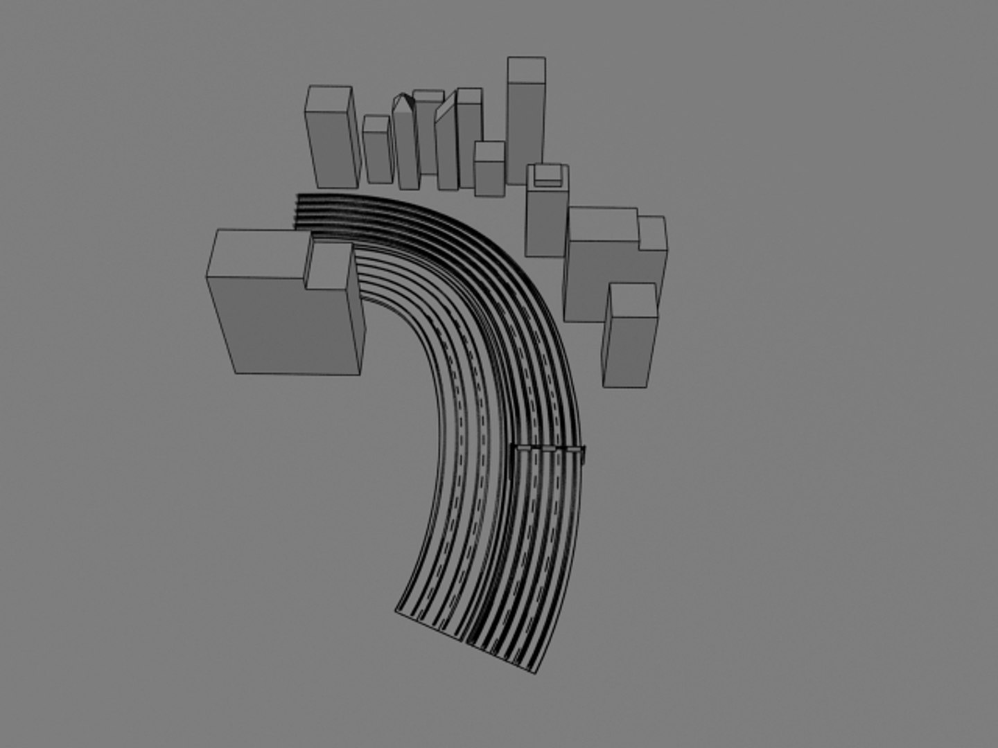 Highway City Night 3d Model