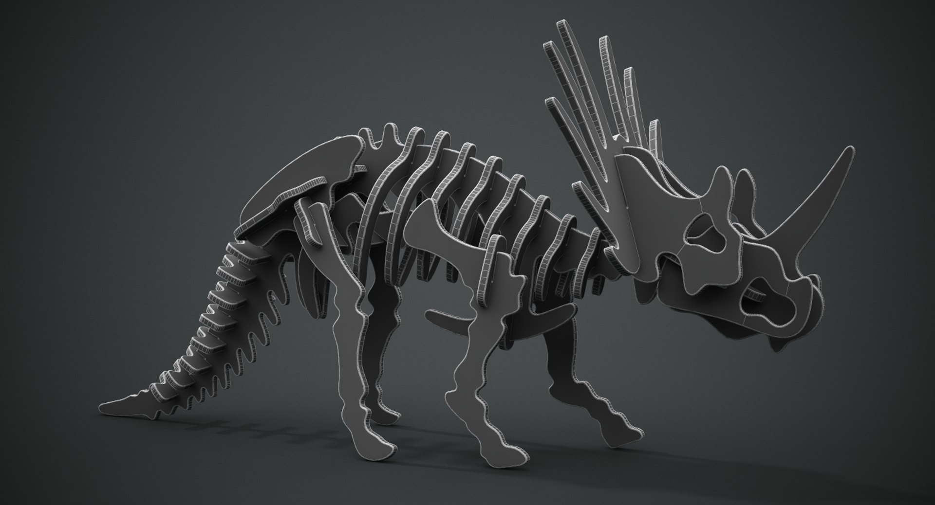 3D Styracosaurus Wooden Model | 1145954 | TurboSquid