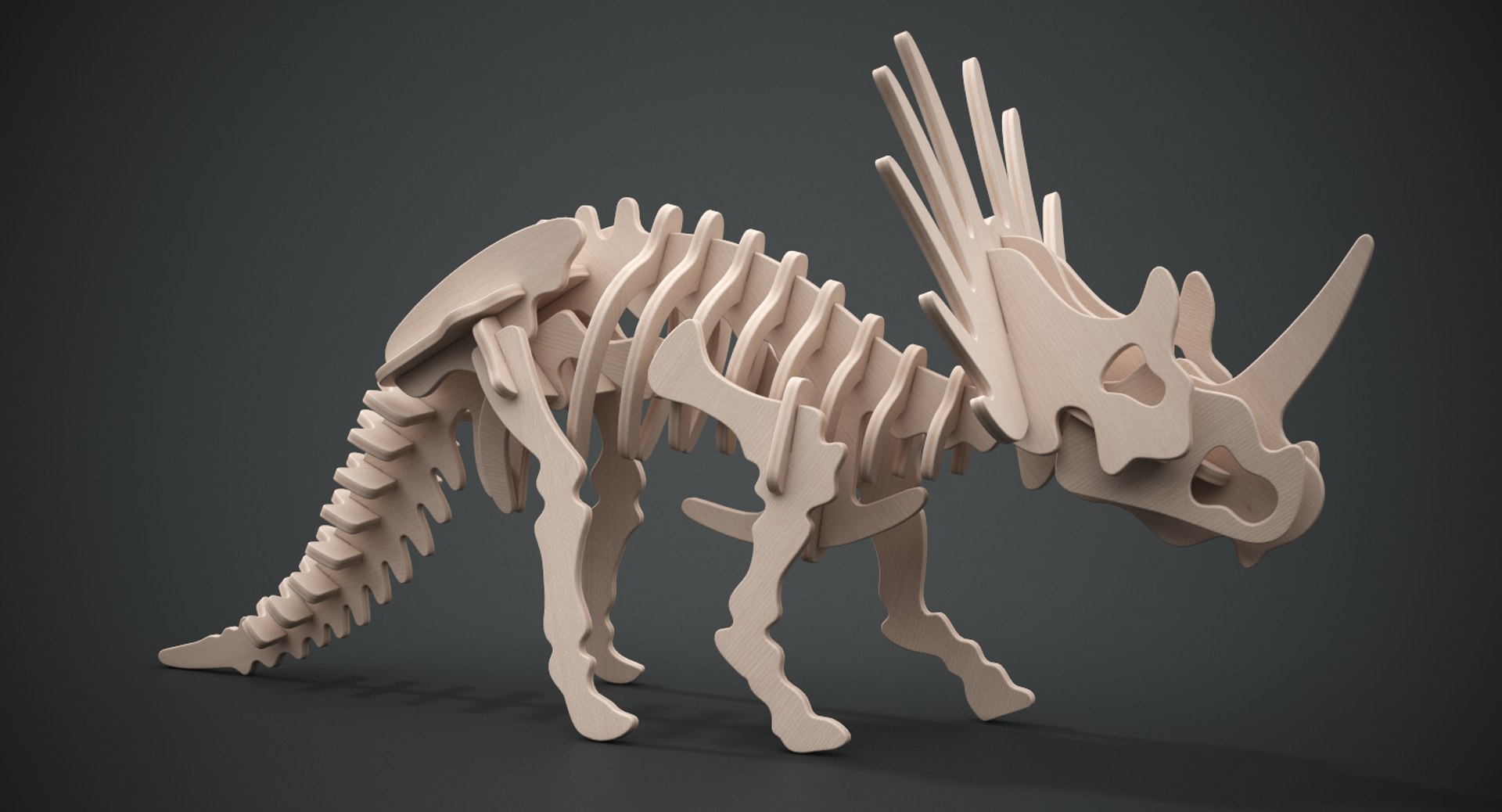 3D Styracosaurus Wooden Model | 1145954 | TurboSquid