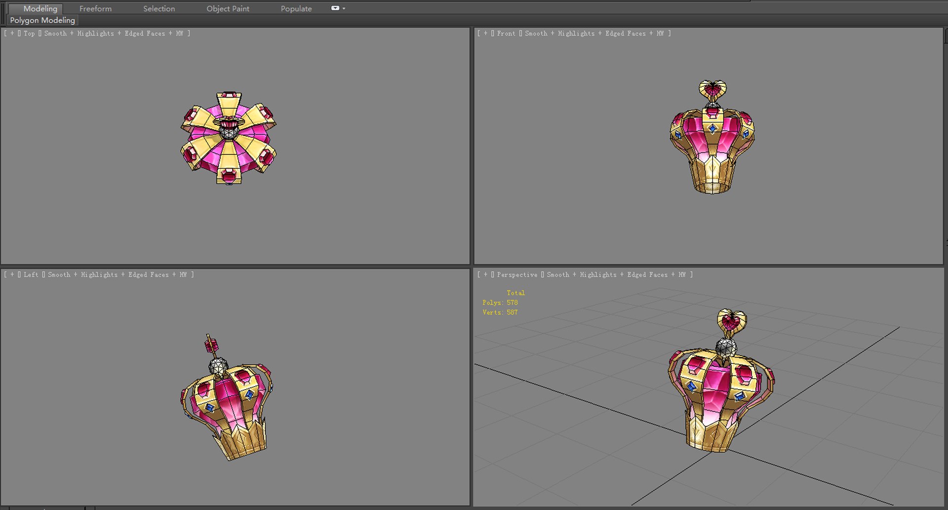 Cartoon ruby crown 3D model - TurboSquid 1745326