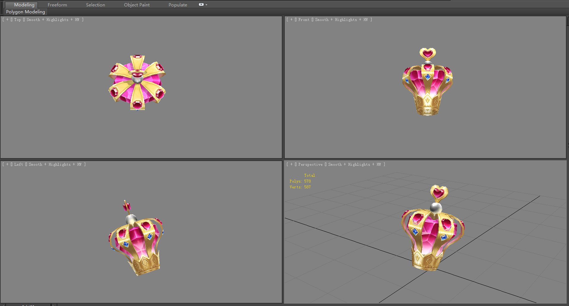 Cartoon ruby crown 3D model - TurboSquid 1745326