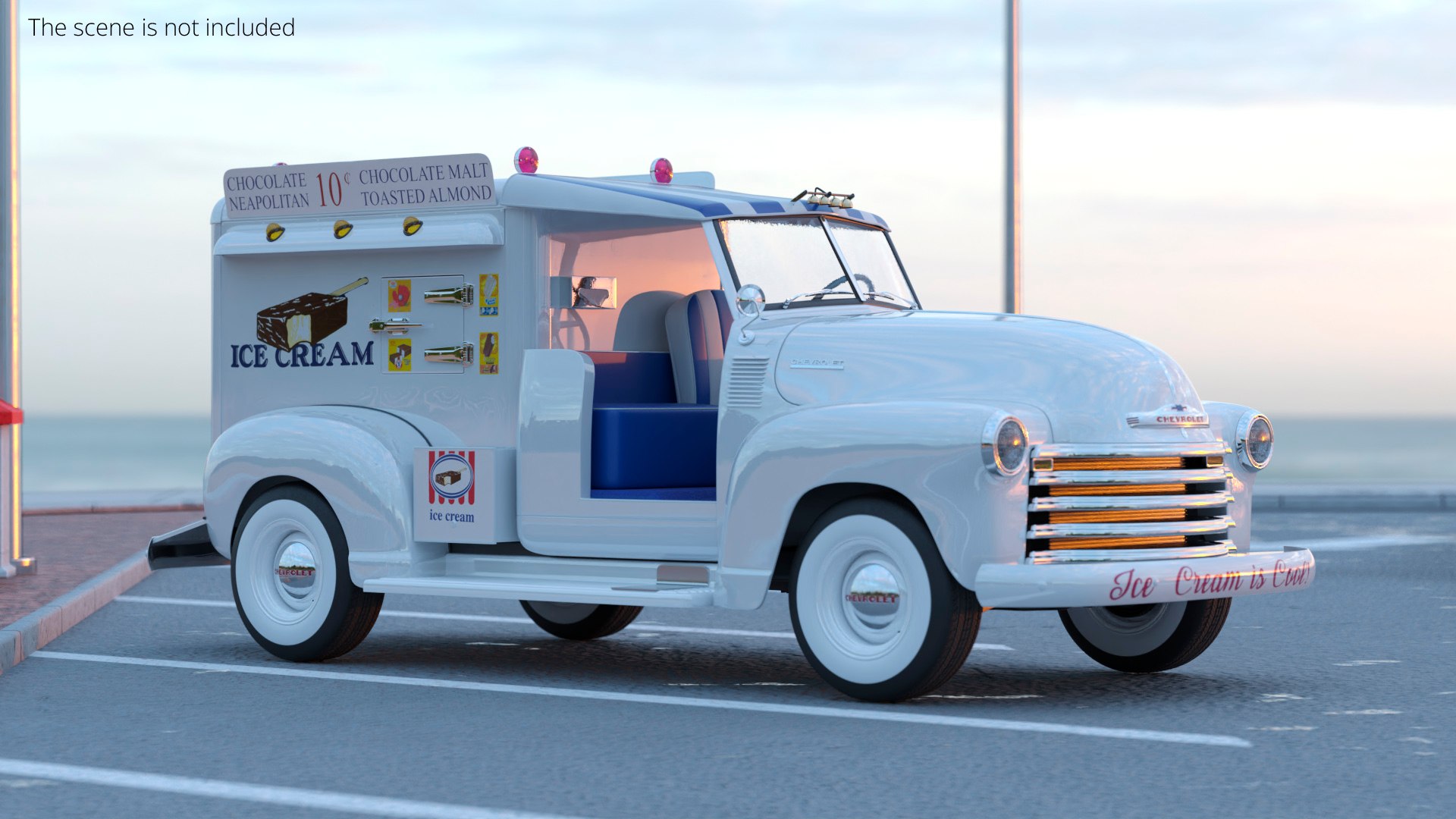 3D 1949 Chevrolet Vintage Ice Cream Van White Rigged Model - TurboSquid ...