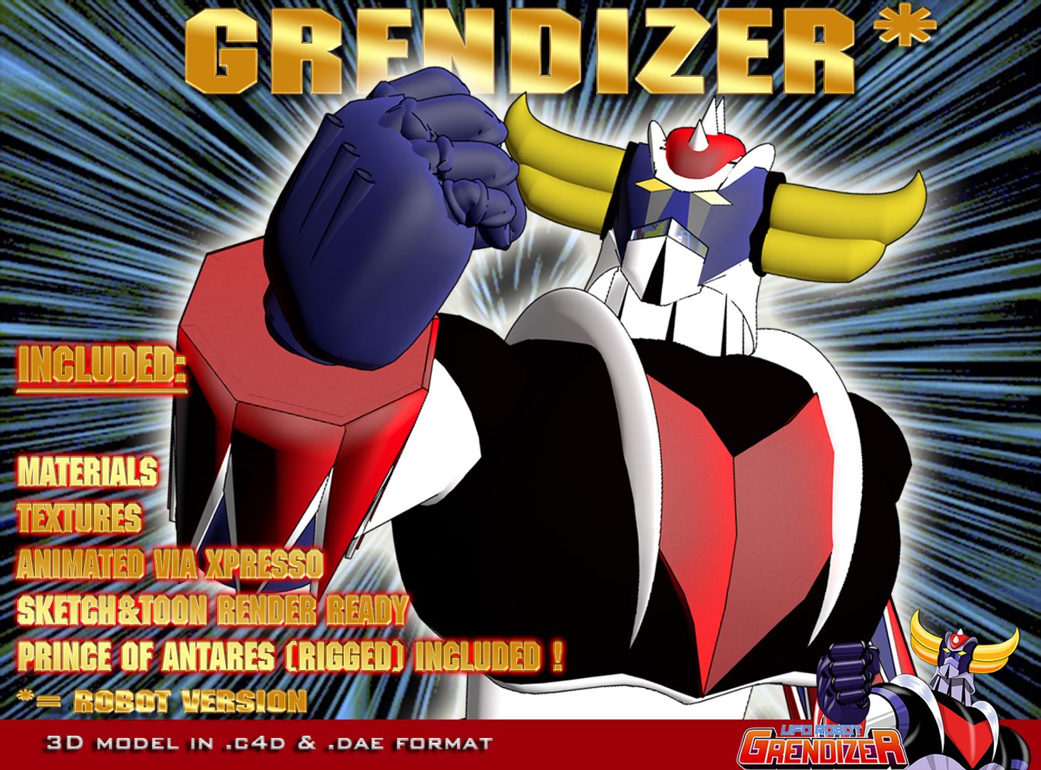 3d Model Grendizer Robot Version