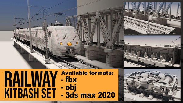 Railway KITBASH Set Subdivision Ready 3D 모델 - TurboSquid 1910076