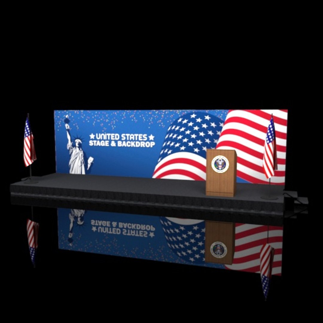Stage rostrum flags backdrop 3D model - TurboSquid 1382087