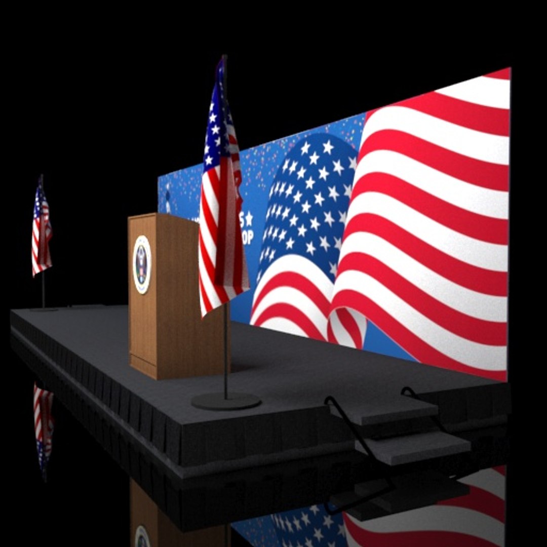 Stage rostrum flags backdrop 3D model - TurboSquid 1382087