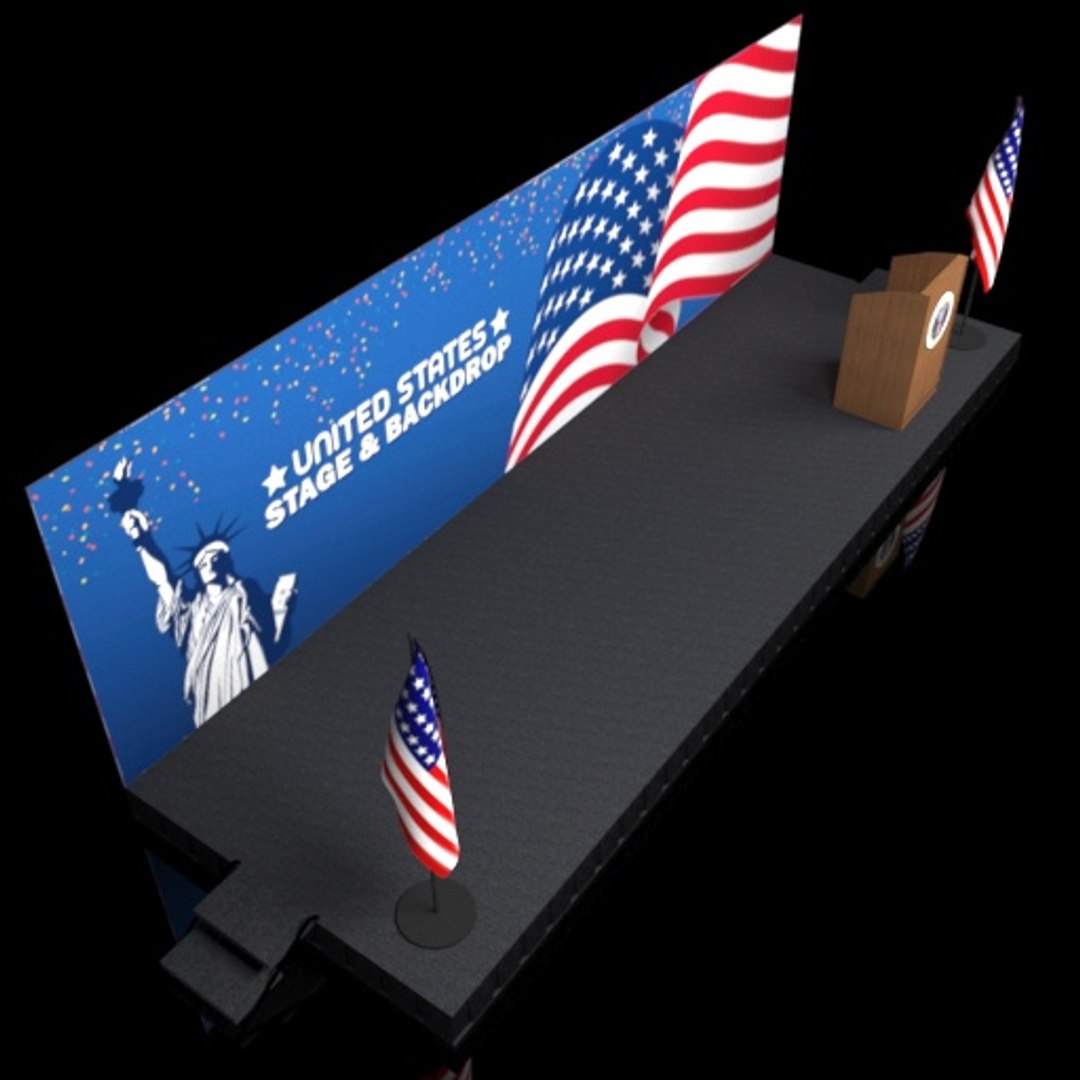 Stage rostrum flags backdrop 3D model - TurboSquid 1382087