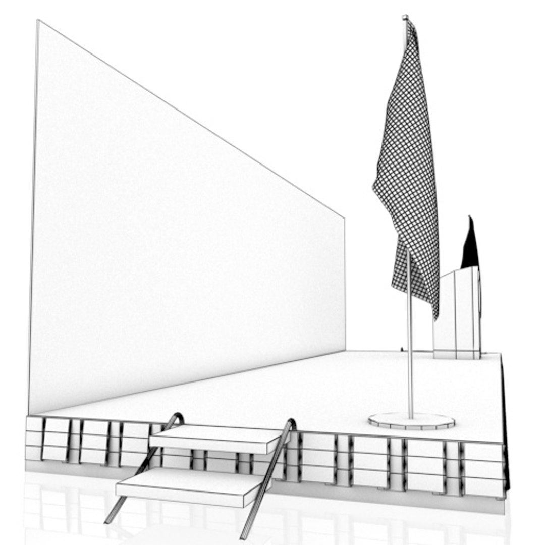 Stage rostrum flags backdrop 3D model - TurboSquid 1382087