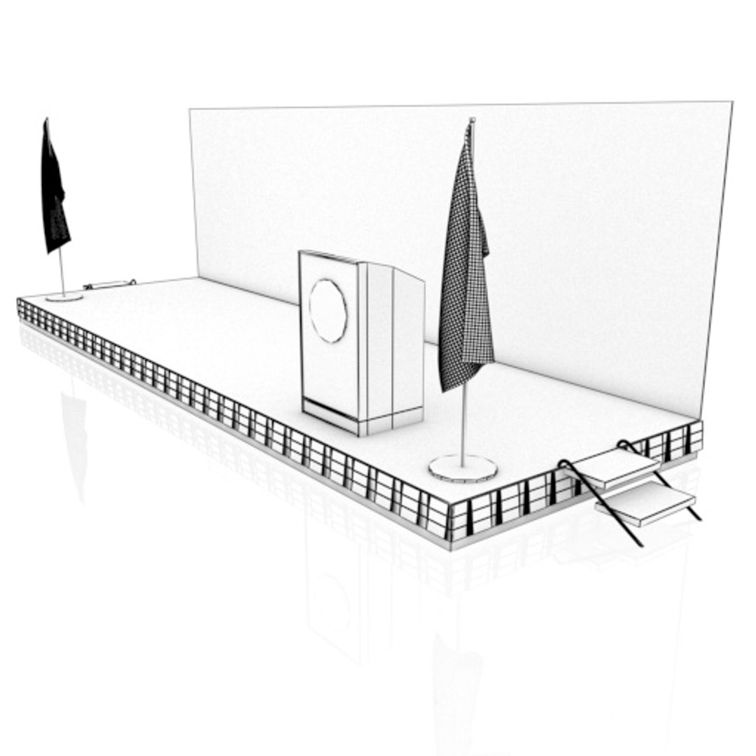Stage rostrum flags backdrop 3D model - TurboSquid 1382087