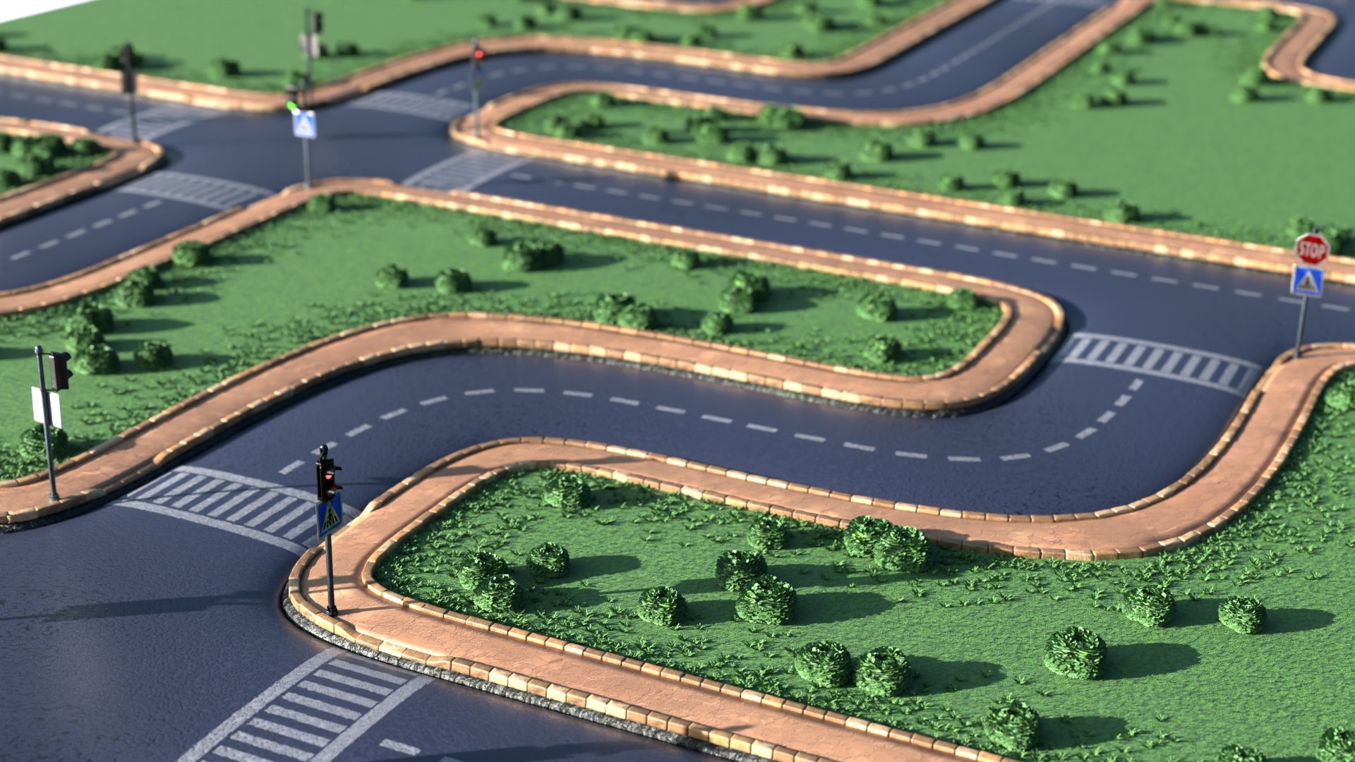 Simple Roads Elements Asset Pack 3D Model - TurboSquid 2242760