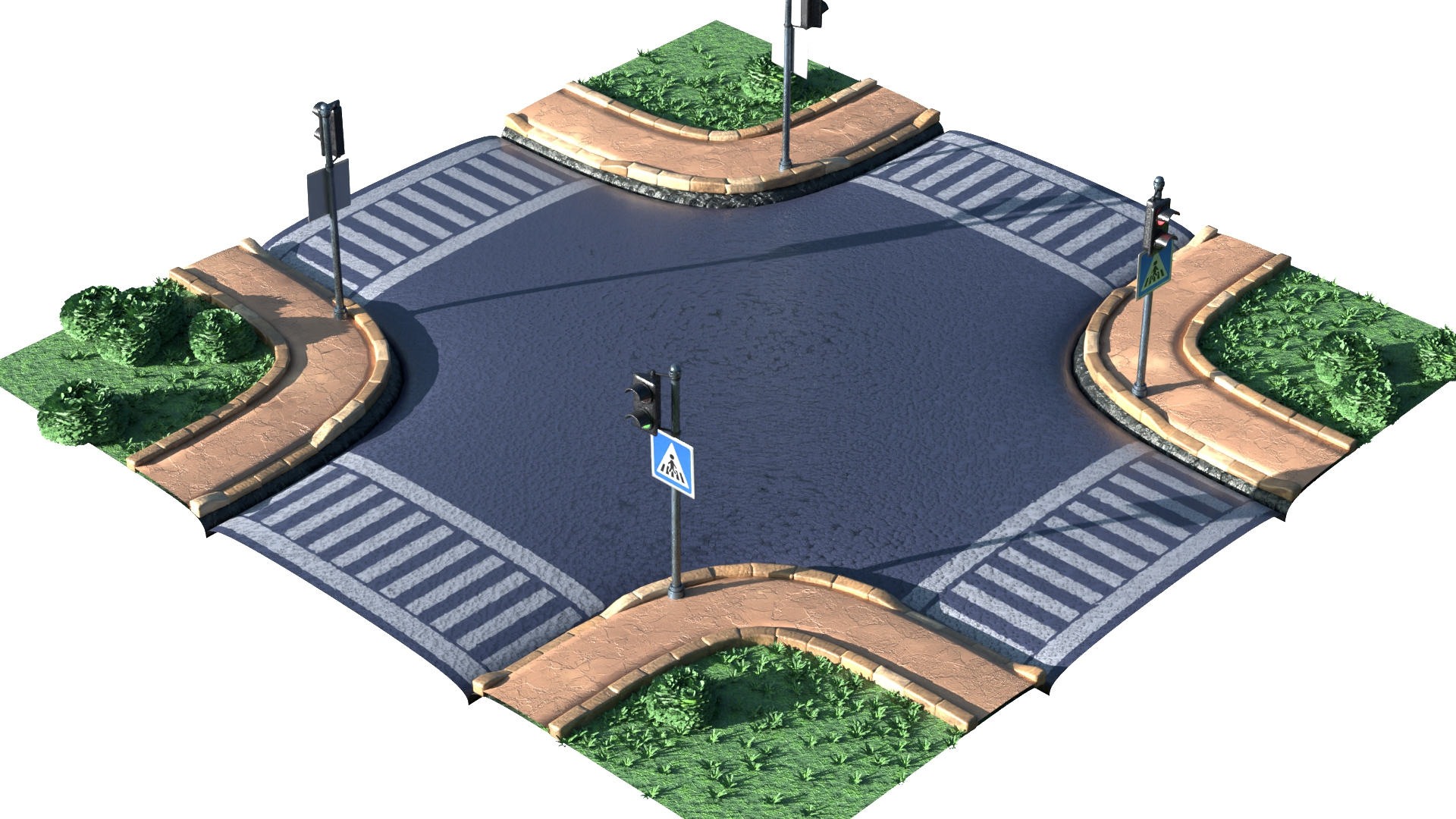 Simple Roads Elements Asset Pack 3D Model - TurboSquid 2242760