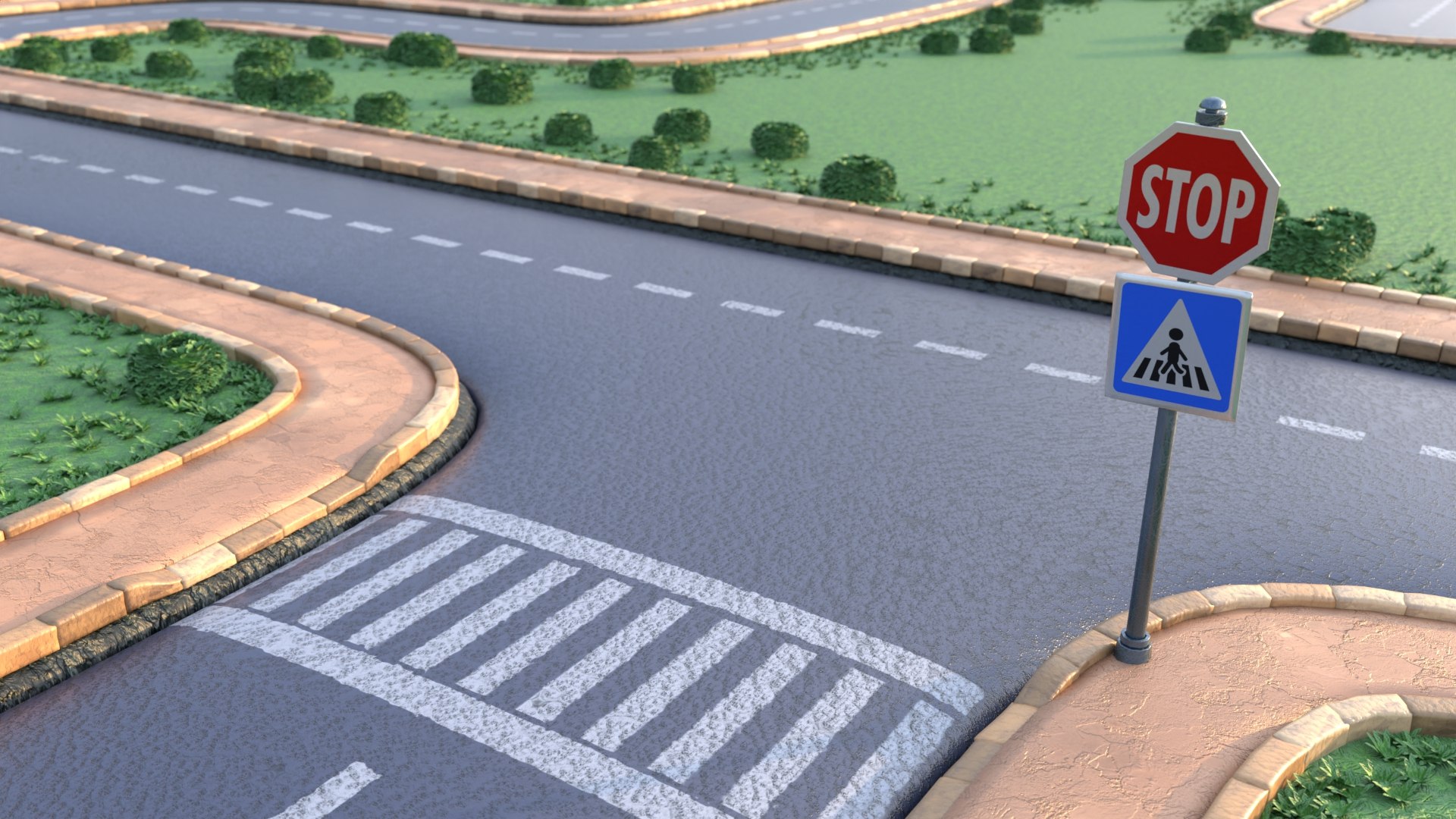 Simple Roads Elements Asset Pack 3D Model - TurboSquid 2242760