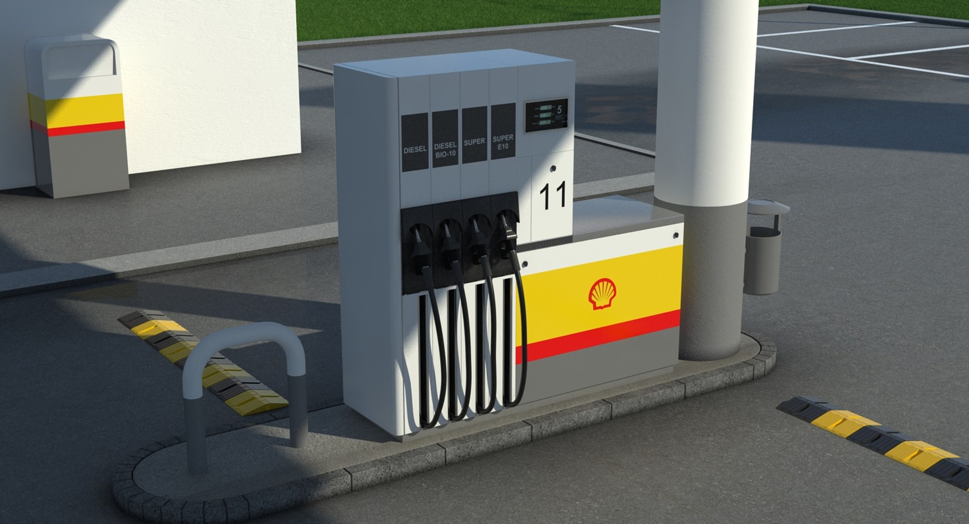 Shell Gas Station 3d Model