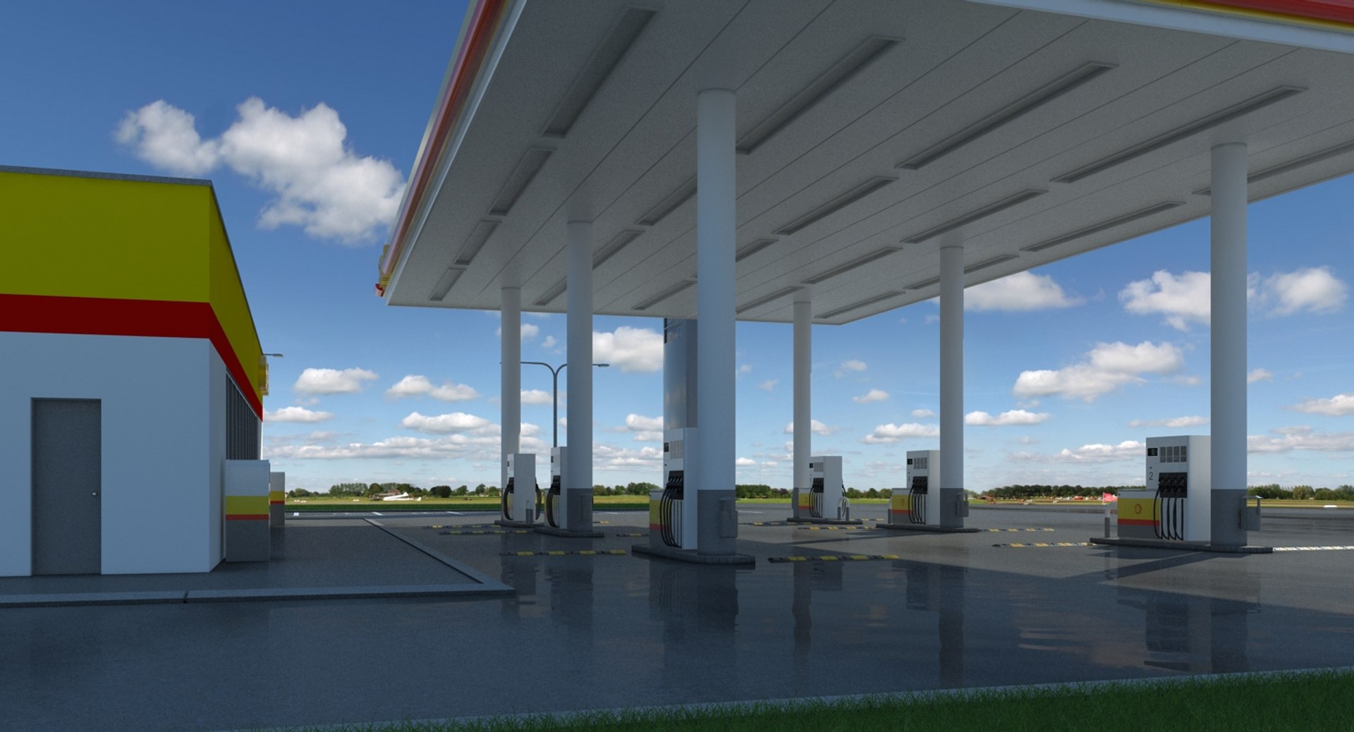 Shell Gas Station 3d Model