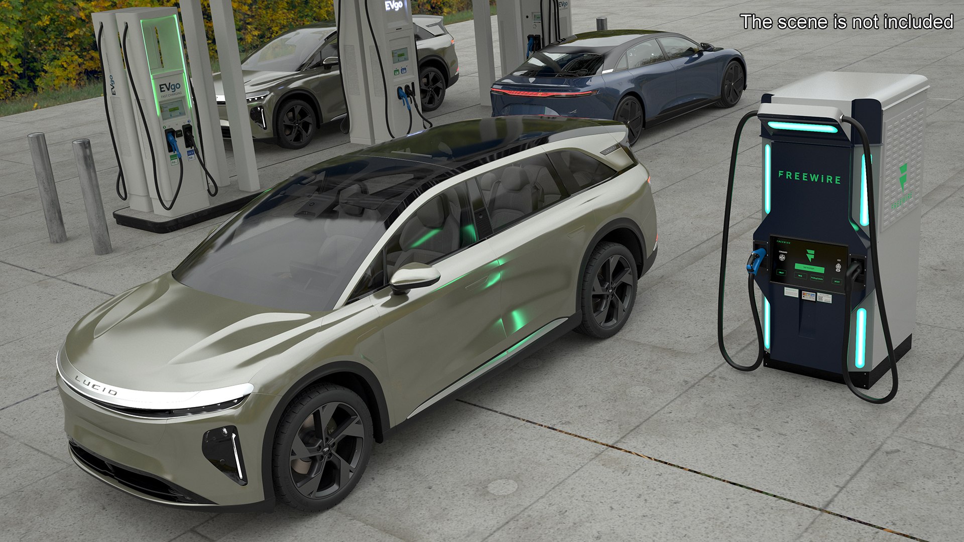 3D Lucid Gravity Electric SUV With Ultrafast EV Boost Charger ...