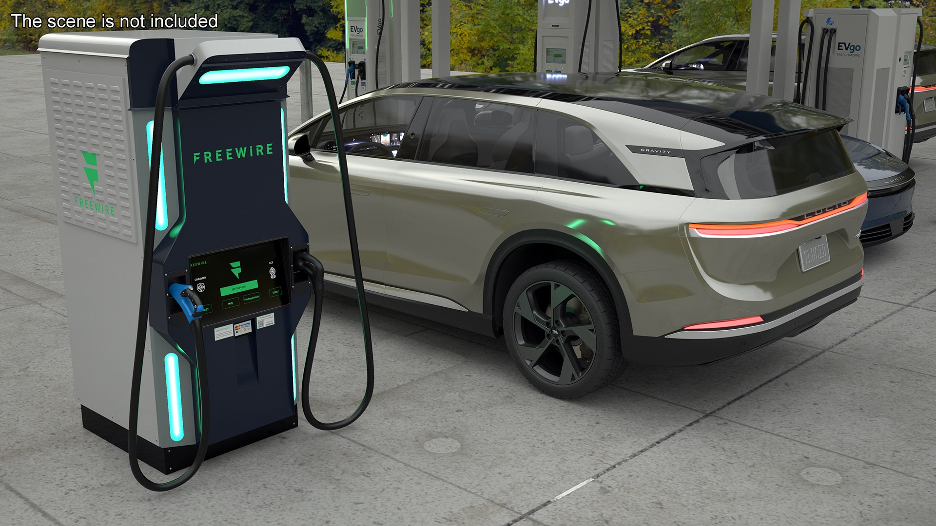 3D Lucid Gravity Electric SUV With Ultrafast EV Boost Charger ...