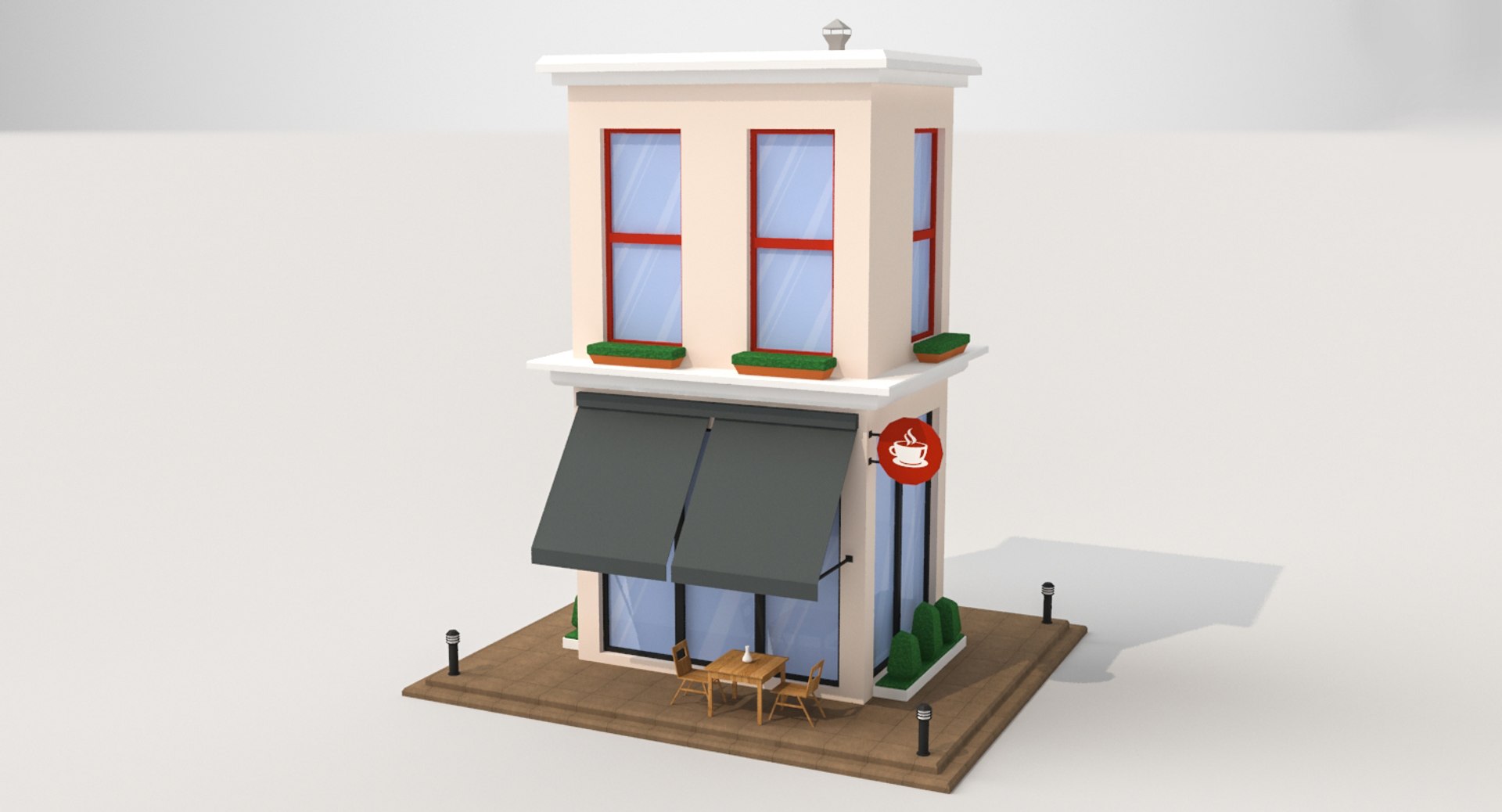 Cartoon cafe 3D - TurboSquid 1282952