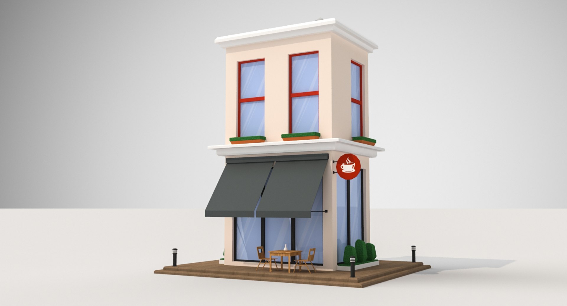 Cartoon Cafe 3D - TurboSquid 1282952