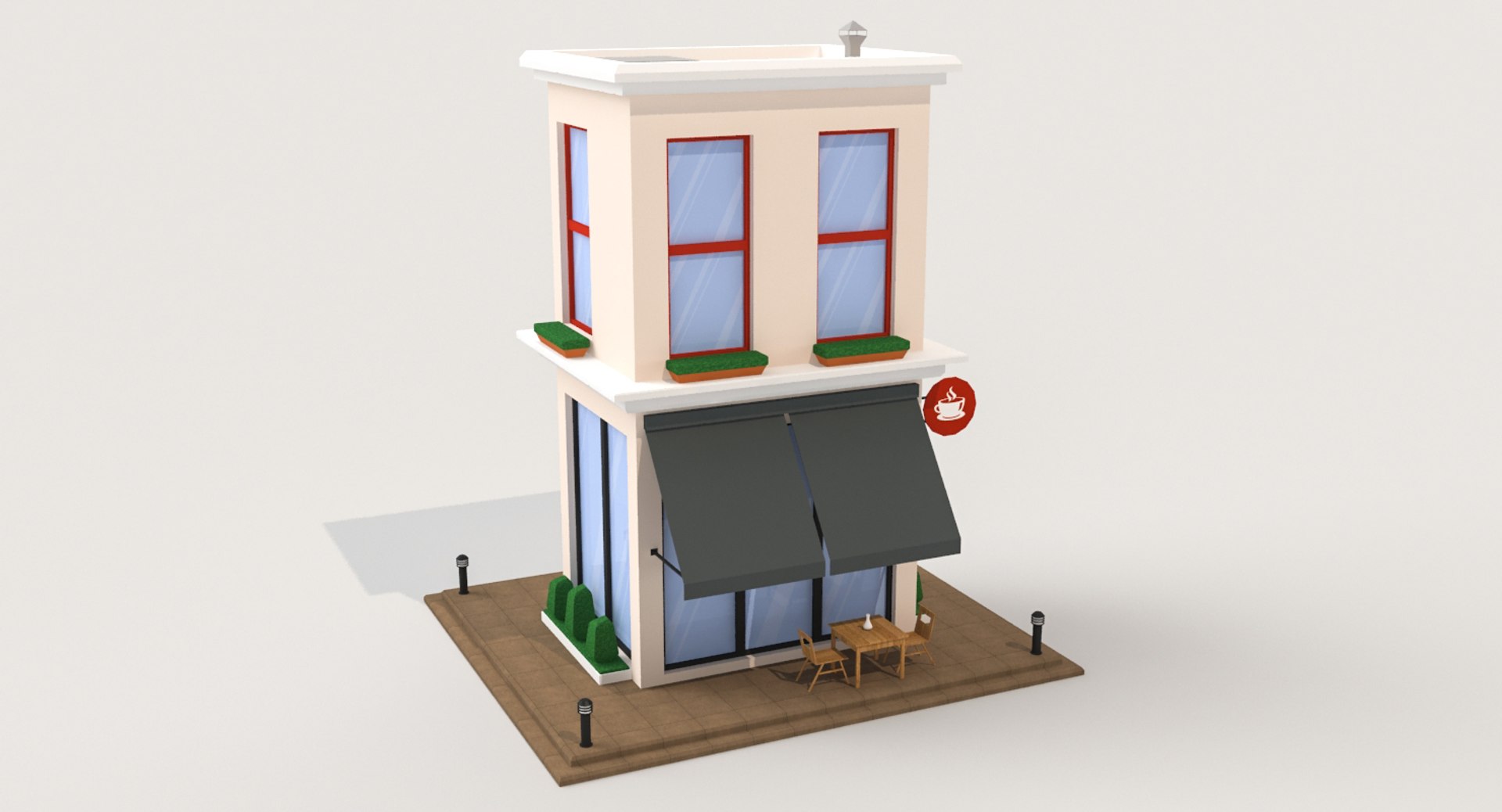 Cartoon Cafe 3D - TurboSquid 1282952