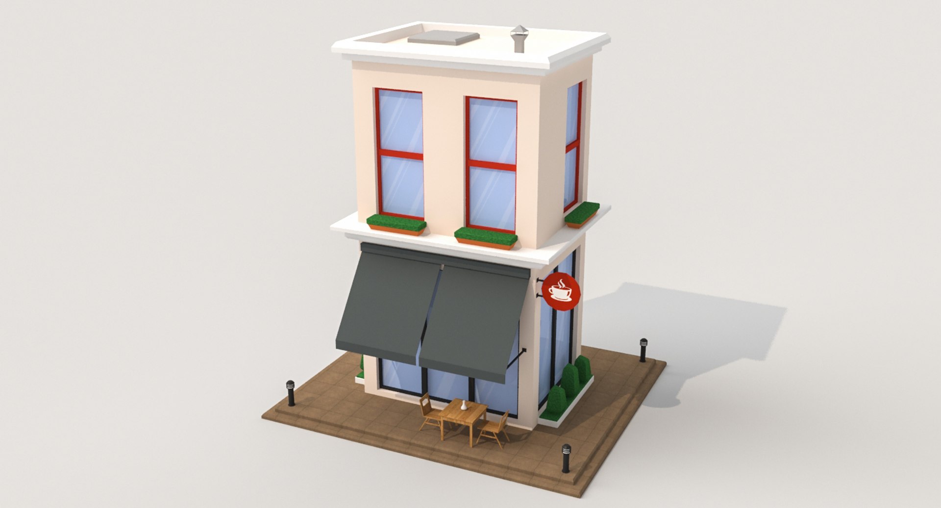 Cartoon Cafe 3D - TurboSquid 1282952