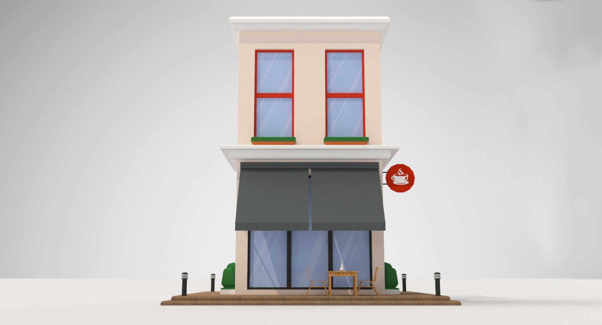 Cartoon Cafe 3D - TurboSquid 1282952