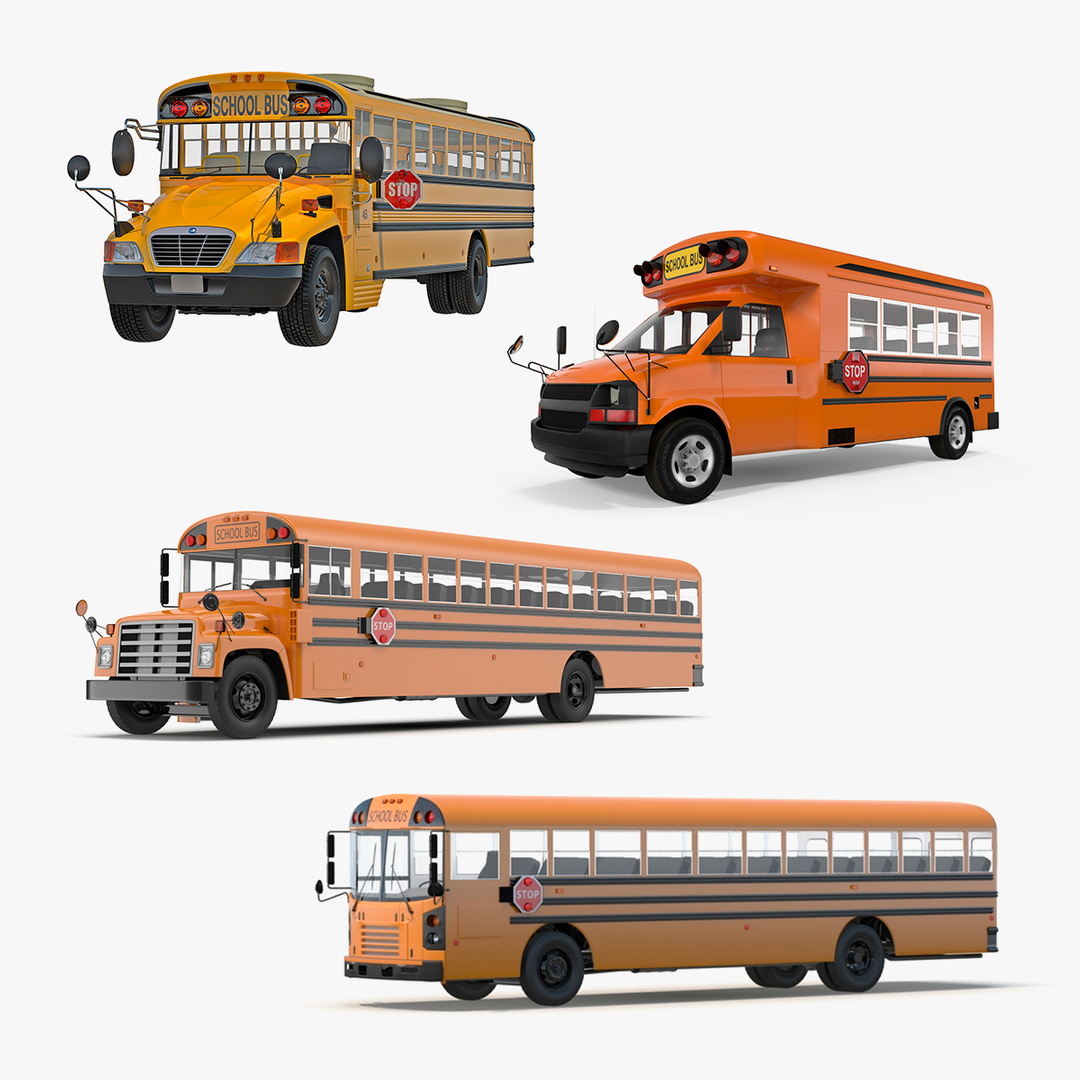 School buses 2 bus 3D model - TurboSquid 1588002