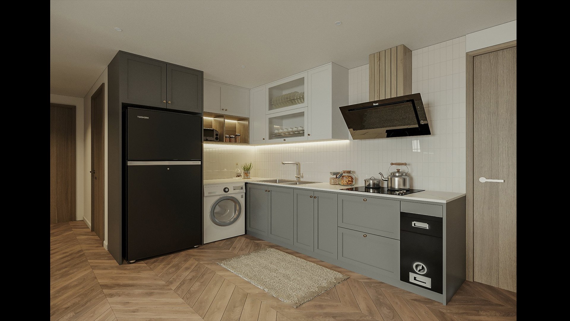 3D Living kitchen 01 - Apartment - Hanh CT - Max OBJ SKP FBX Simlab ...