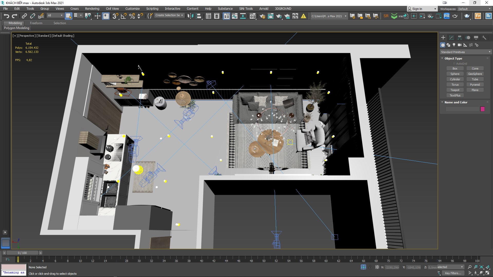 3D Living kitchen 01 - Apartment - Hanh CT - Max OBJ SKP FBX Simlab ...