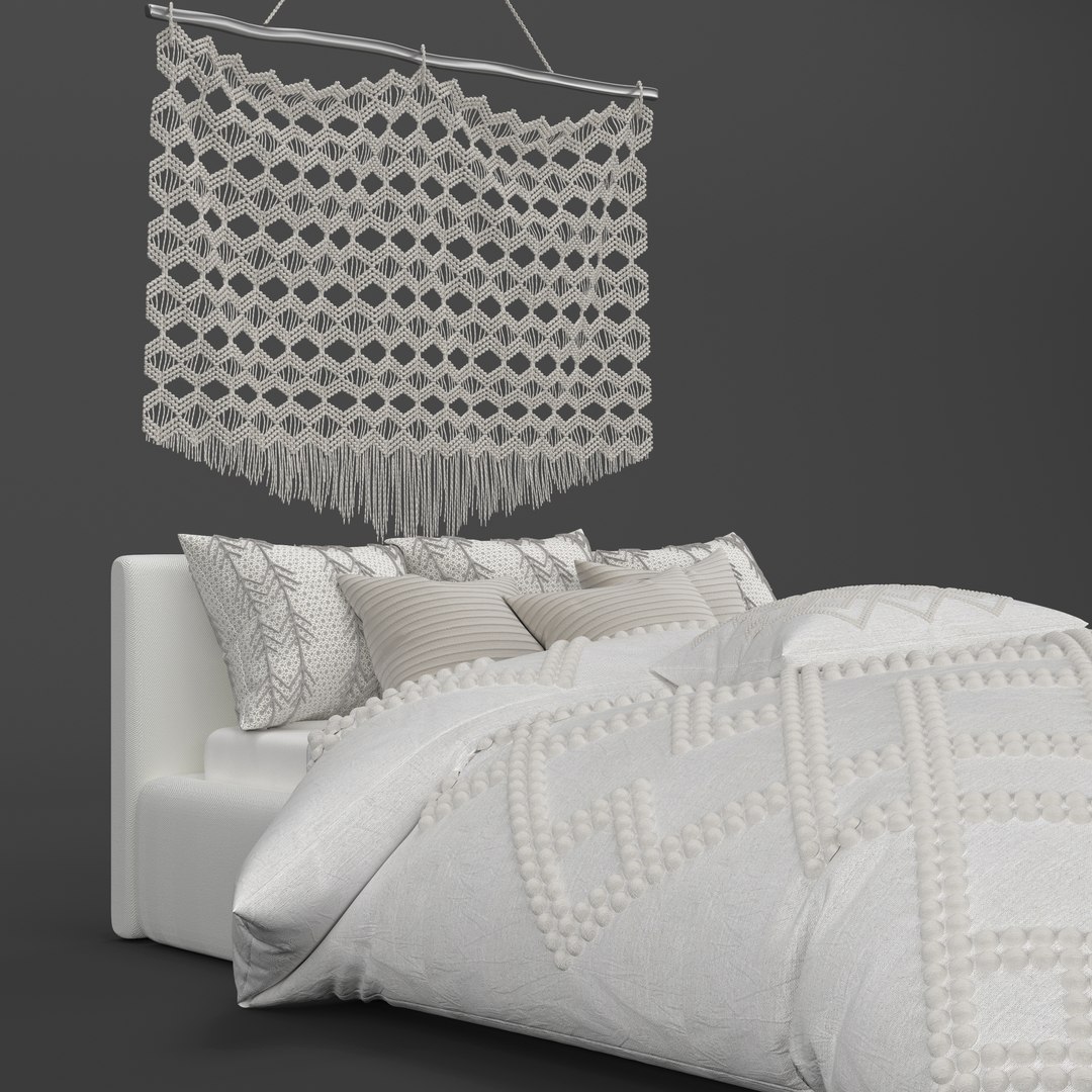 3D Bed Macrame Boho - TurboSquid 1700583