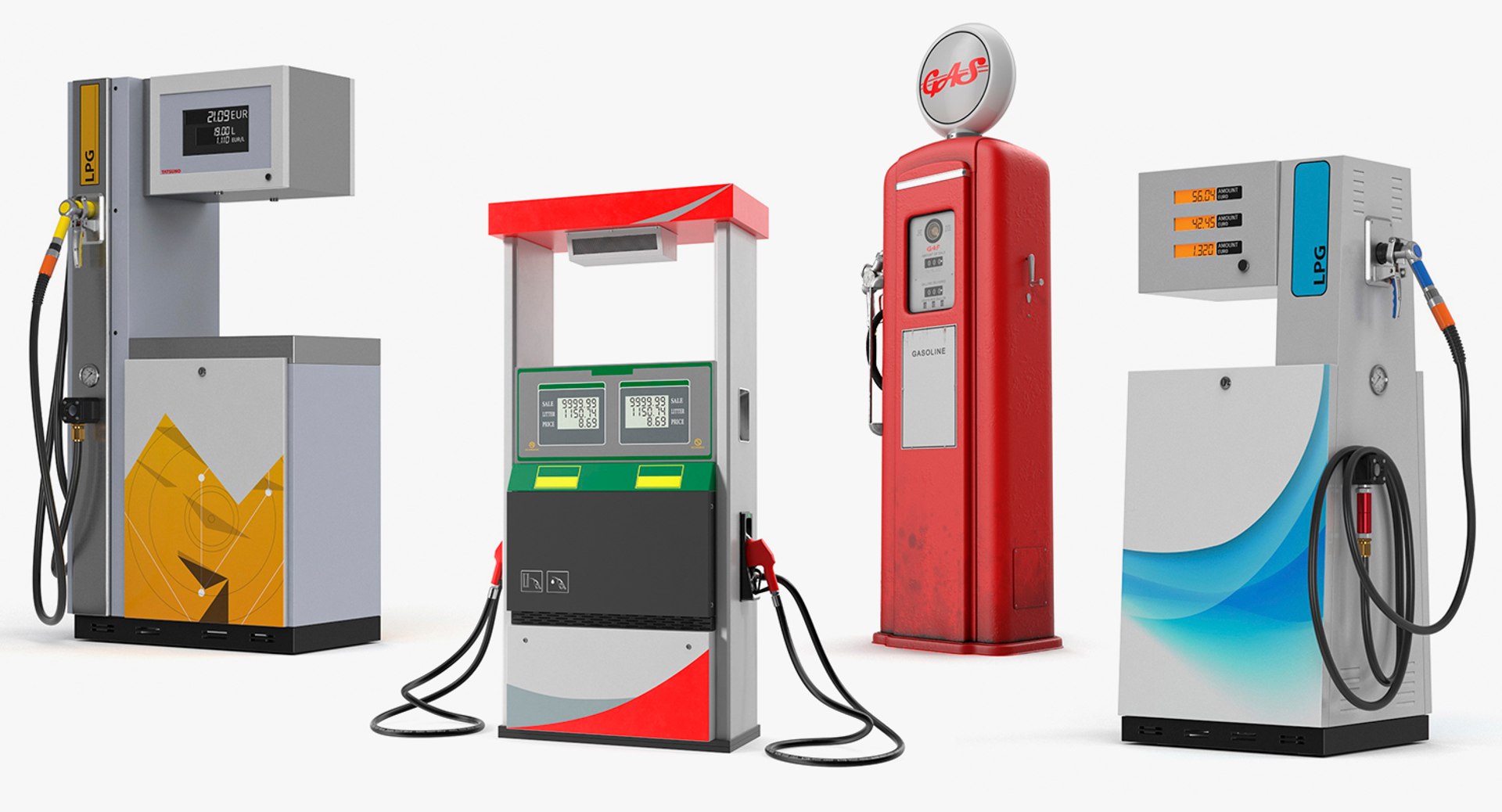 Gas Pumps Collection 2 3D - TurboSquid 2189222