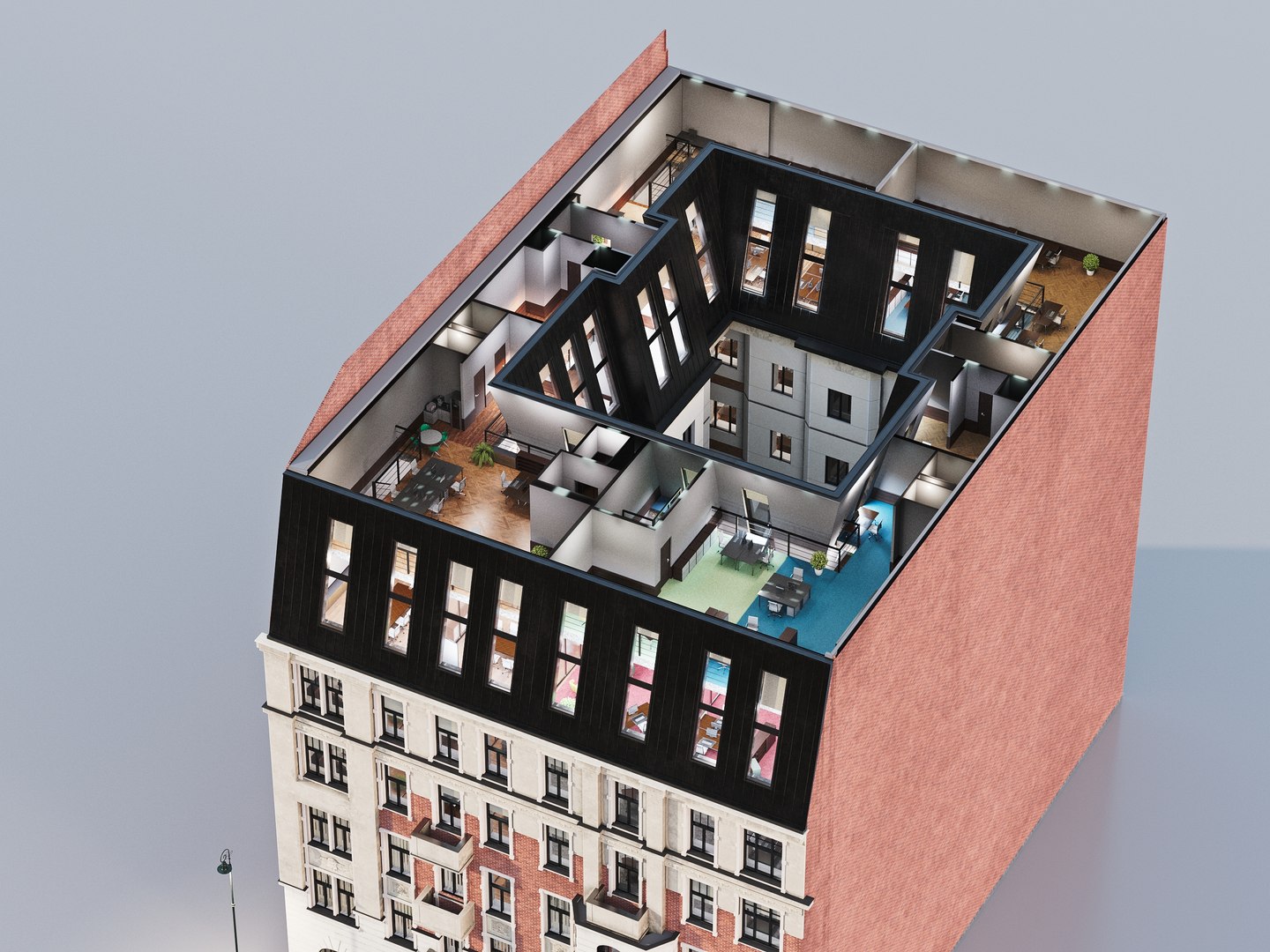 Terraced Building With Full Interior 3D Model - TurboSquid 2214020