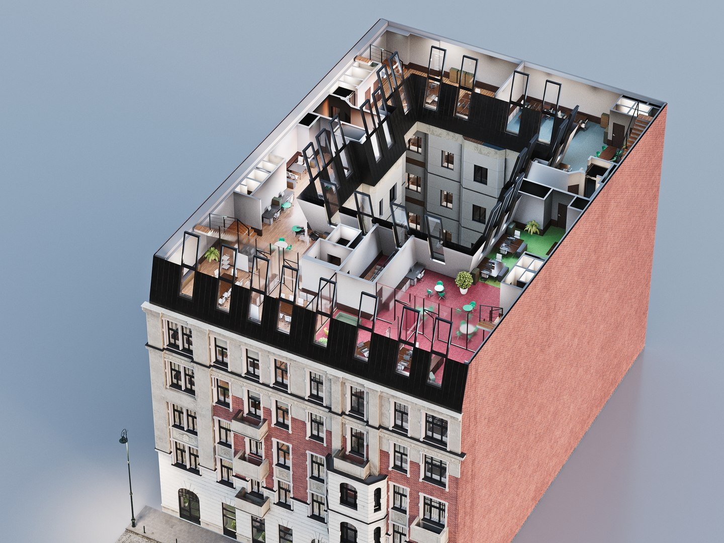 Terraced Building With Full Interior 3D Model - TurboSquid 2214020