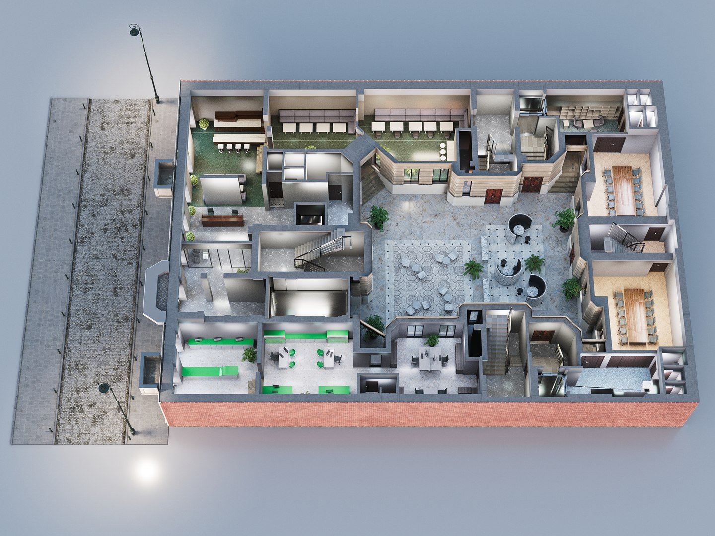 Terraced Building With Full Interior 3D Model - TurboSquid 2214020