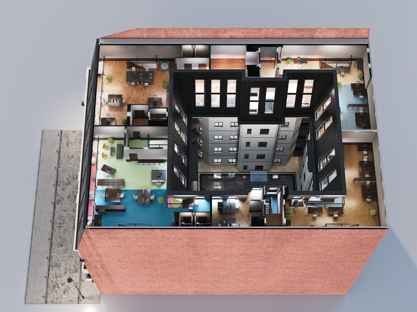 Terraced Building With Full Interior 3D Model - TurboSquid 2214020