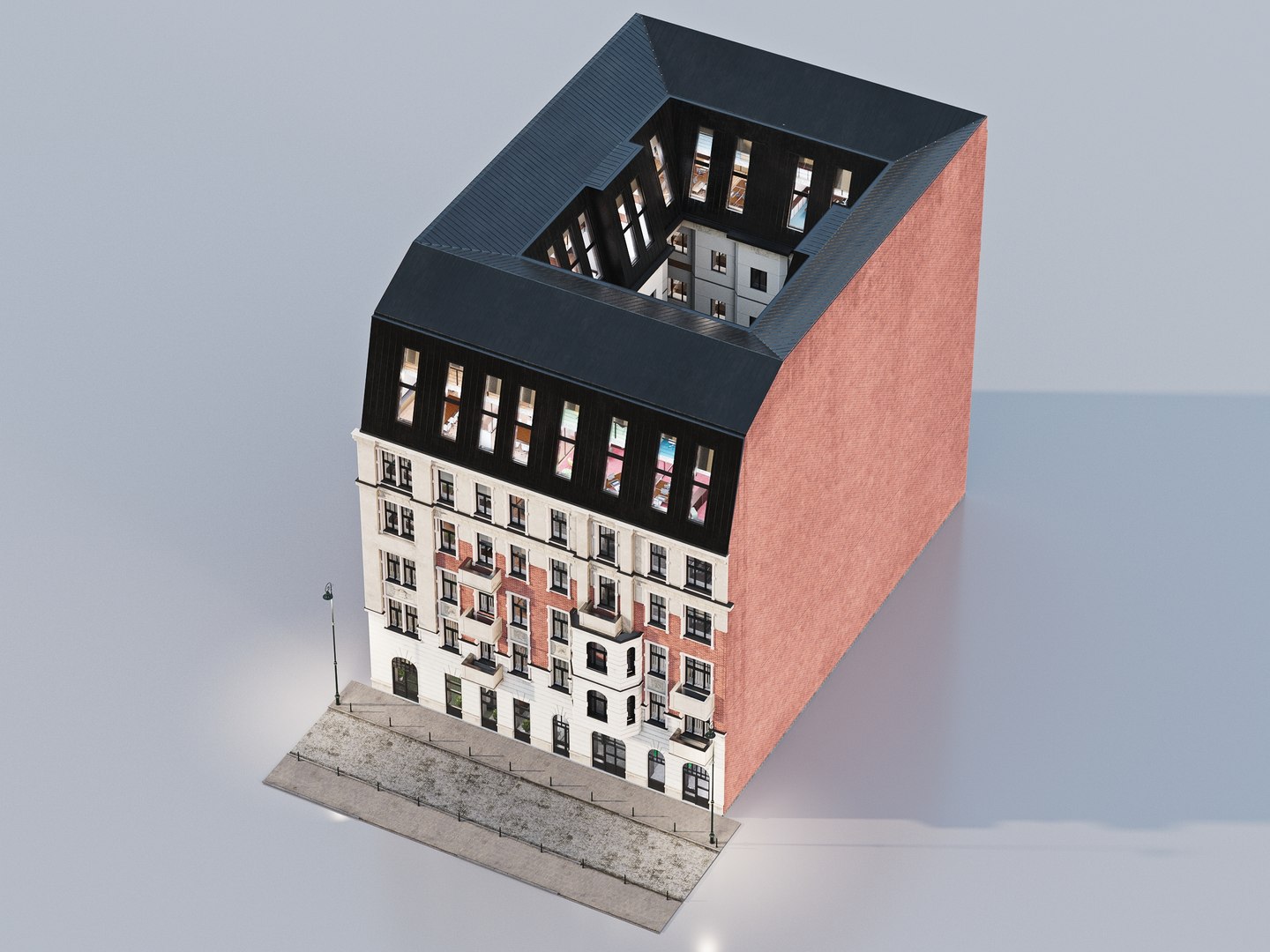 Terraced Building With Full Interior 3D Model - TurboSquid 2214020