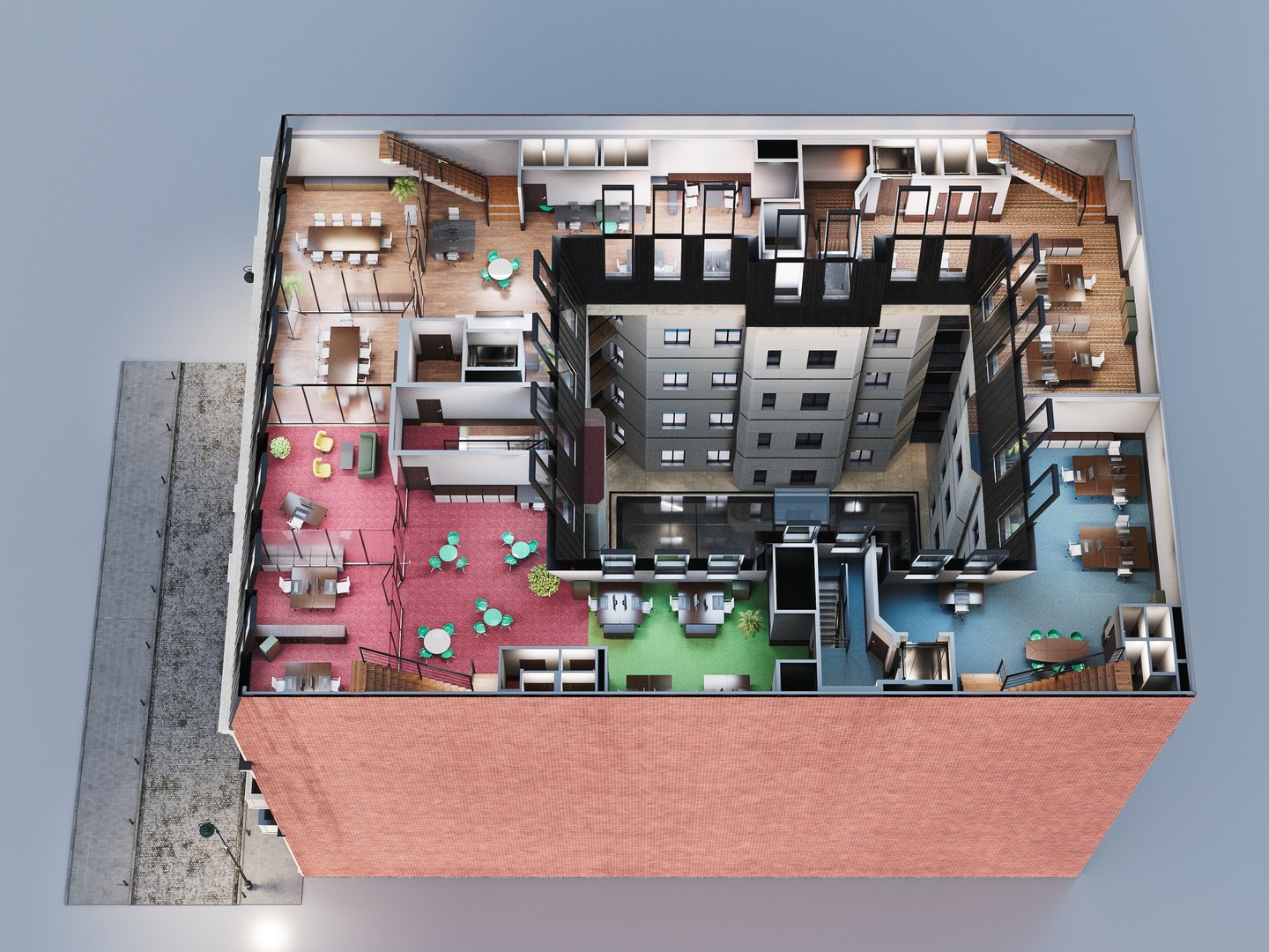 Terraced Building With Full Interior 3D Model - TurboSquid 2214020