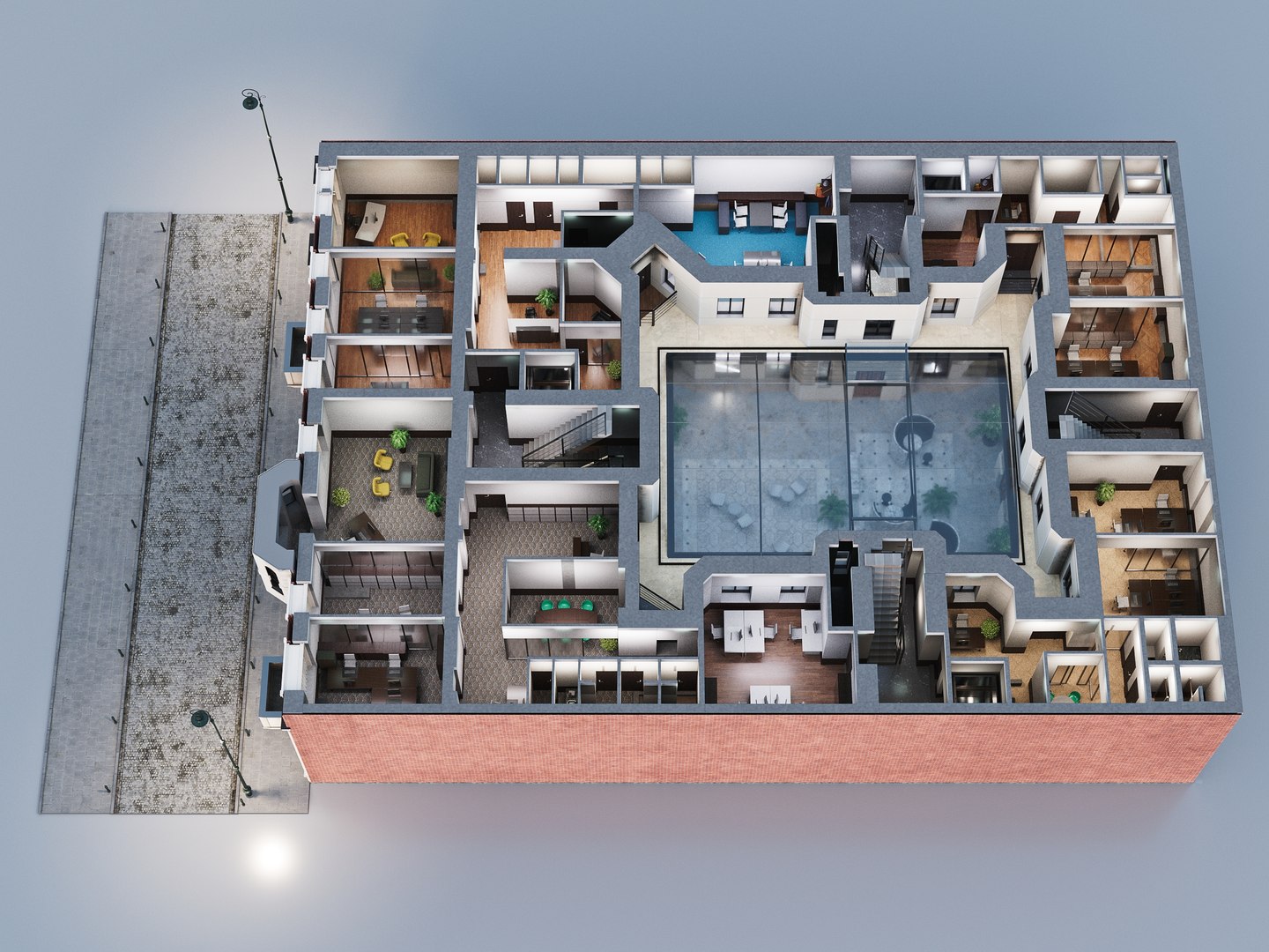 Terraced Building With Full Interior 3D Model - TurboSquid 2214020