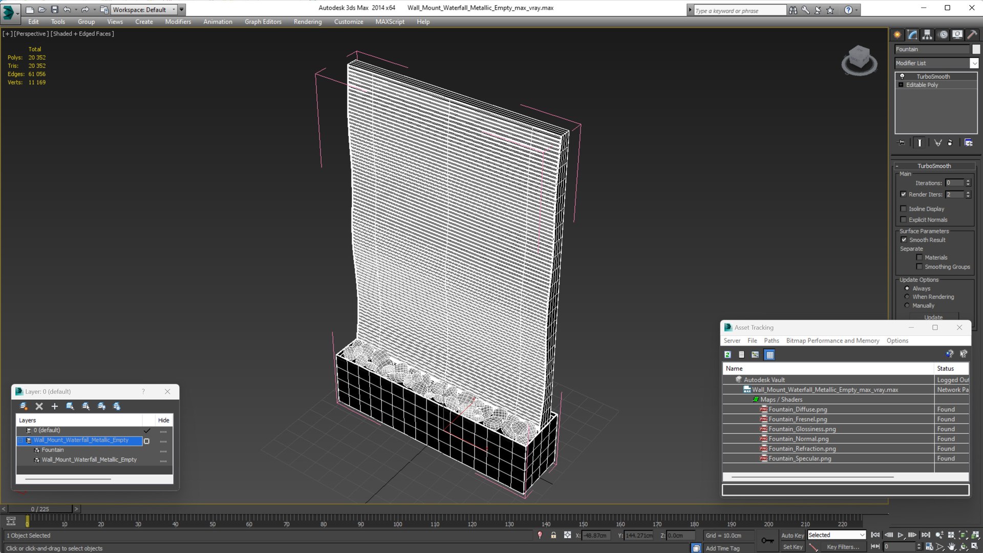 3D Model Wall Mount Waterfall Metallic Empty - TurboSquid 2106139