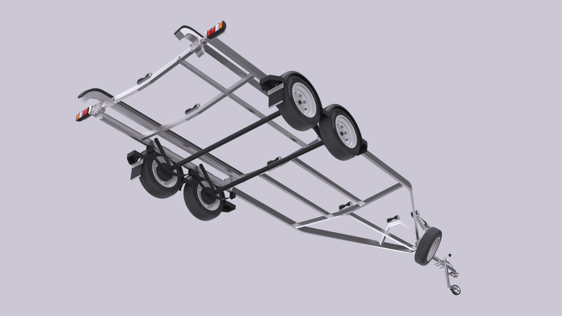 Car boat trailer tandem 3D model - TurboSquid 1595684
