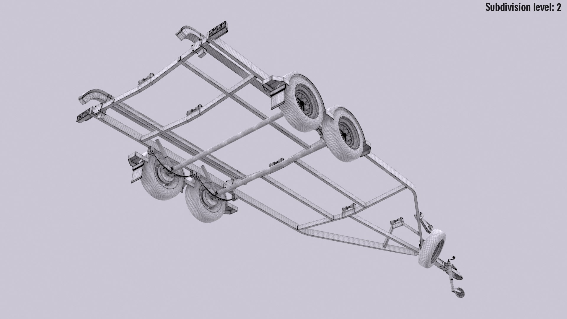 Car boat trailer tandem 3D model - TurboSquid 1595684
