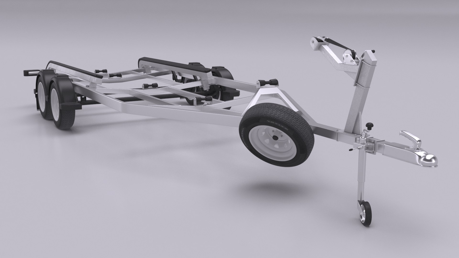 Car boat trailer tandem 3D model - TurboSquid 1595684