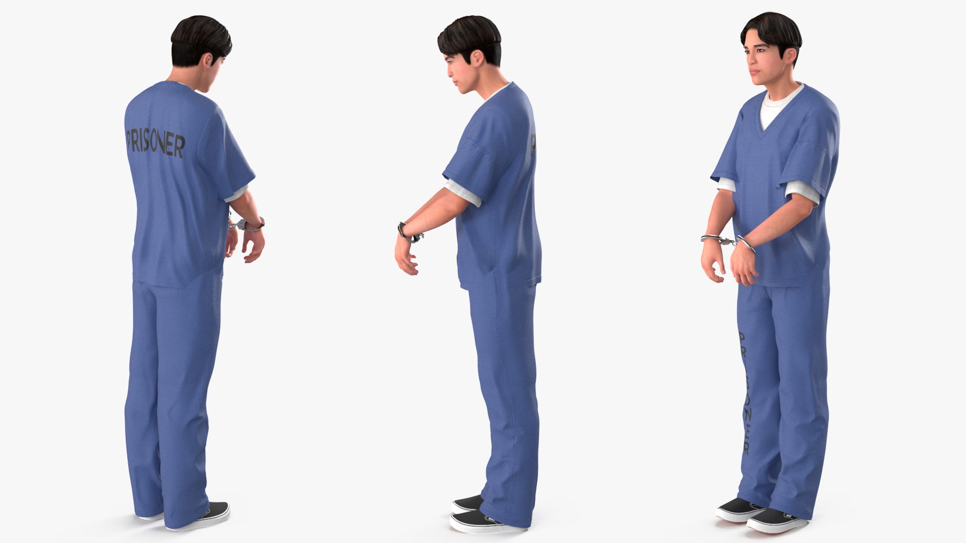 Asian Prisoner Blue Uniform Rigged For Maya 3D Model - TurboSquid 2376525
