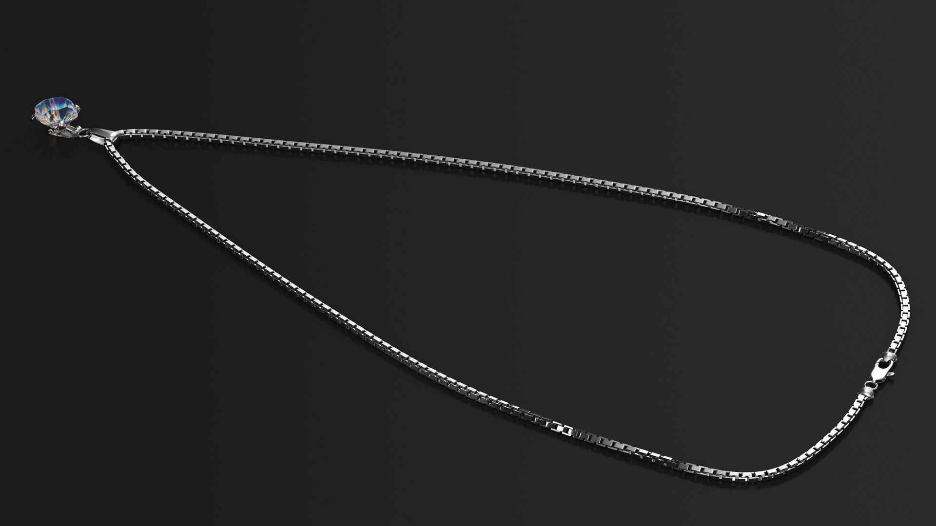 3D Silver Necklace With Gem - TurboSquid 2089666