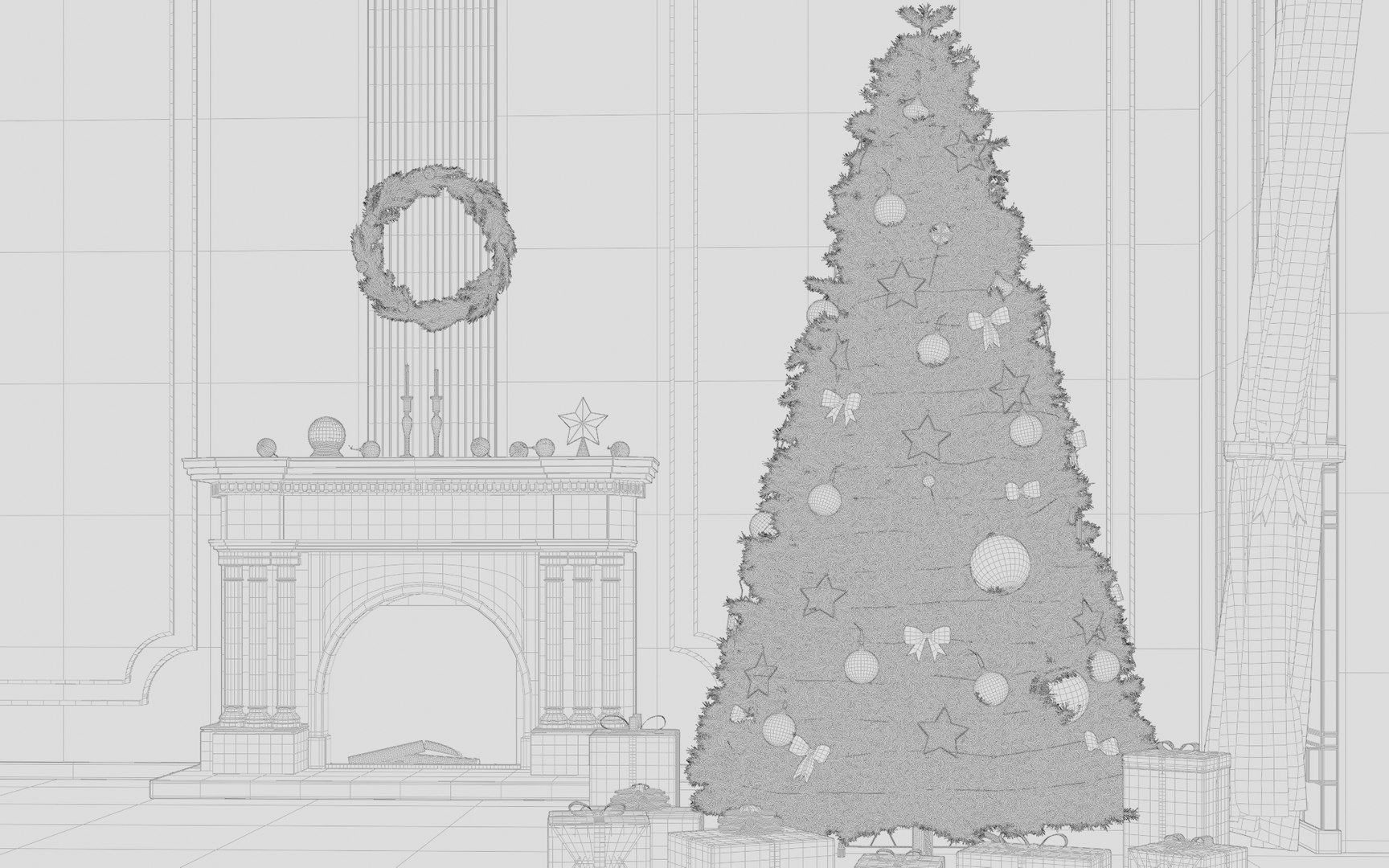 Christmas Tree 3d Scene 3D - TurboSquid 2475136