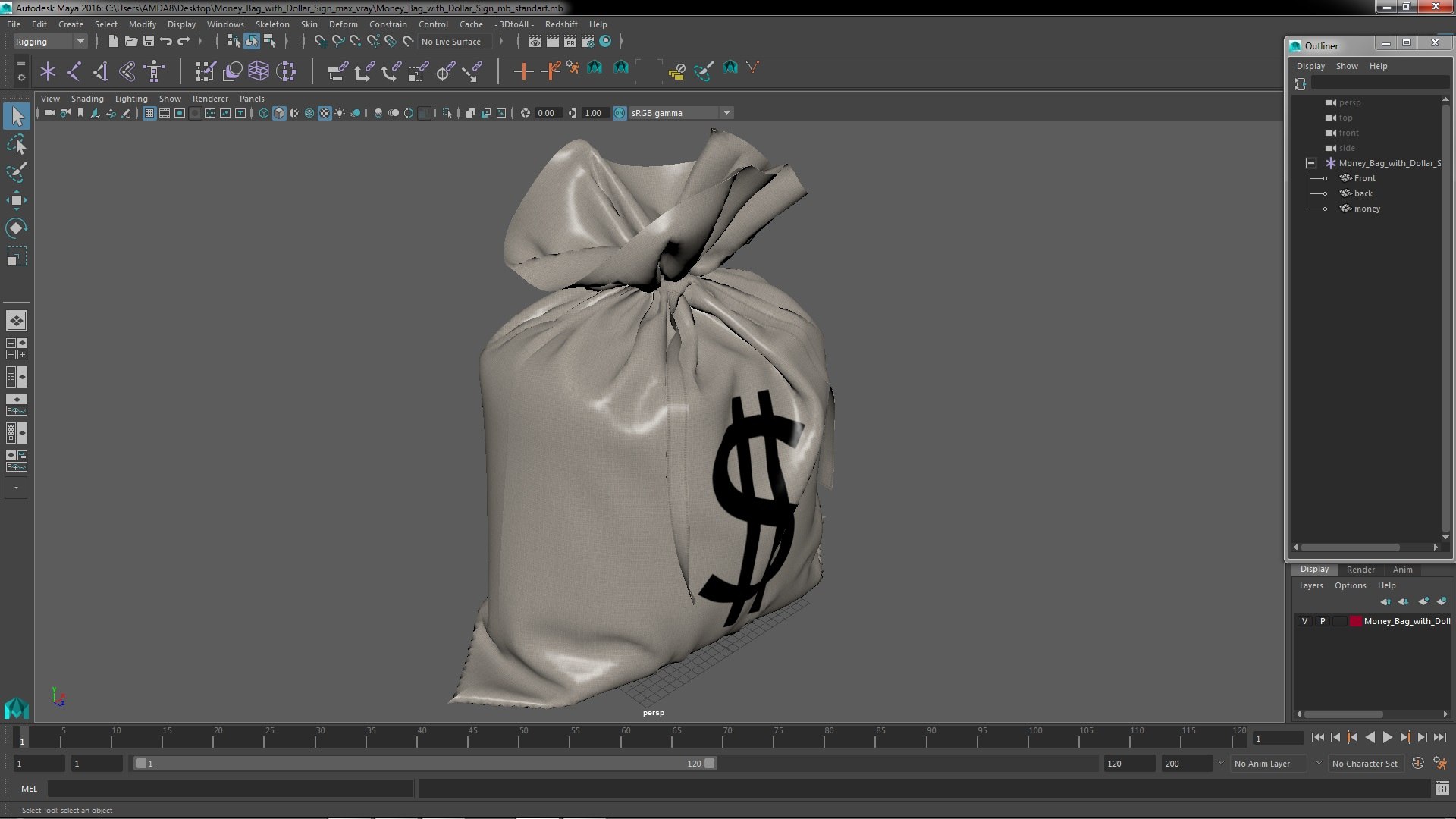 3D Money Bag with Dollar Sign - TurboSquid 2155484
