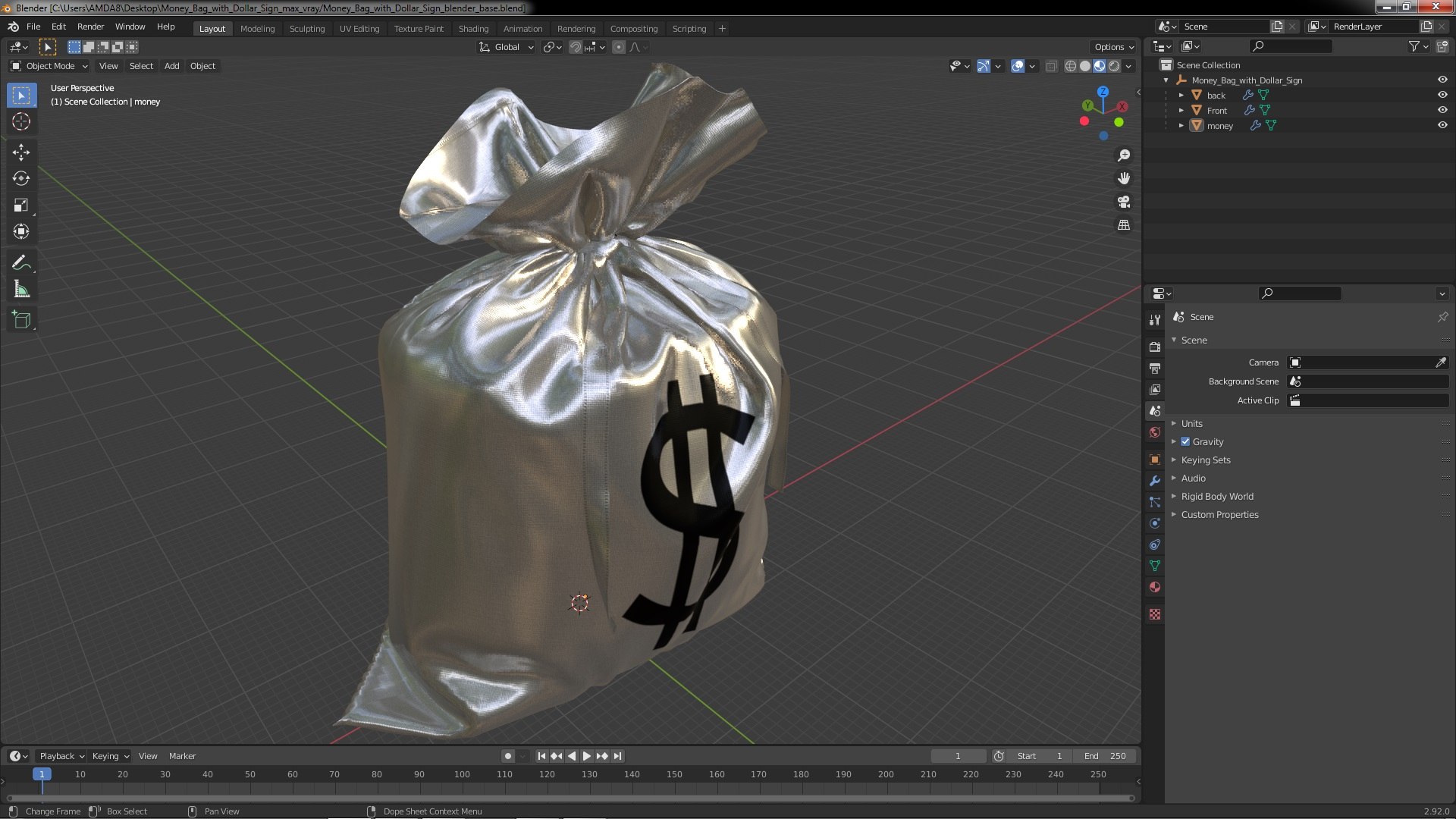 3D Money Bag with Dollar Sign - TurboSquid 2155484